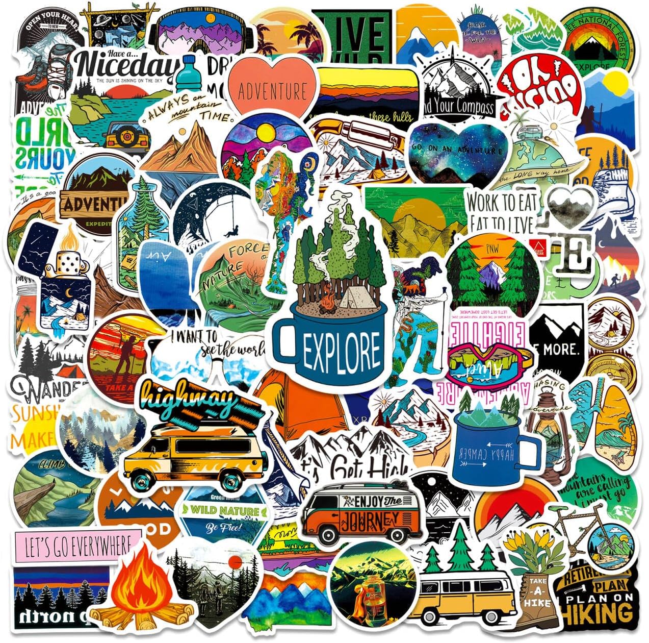 Amazon.com: Outdoor Hiking Adventure Camping Water Bottle Stickers ...