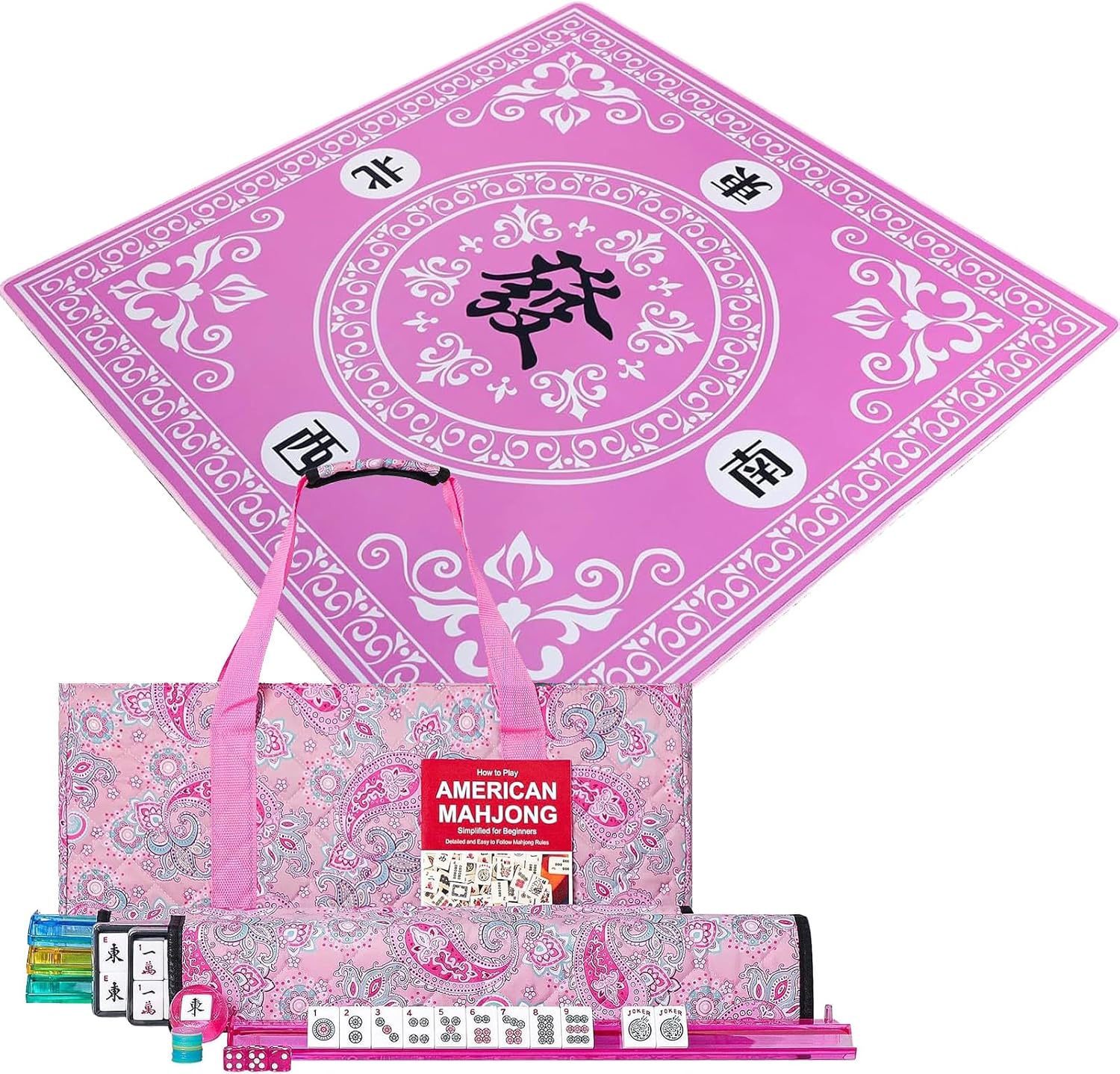 Amazon.com: American Mahjong Game Set, 166 White Tiles, 4 All-in-One ...