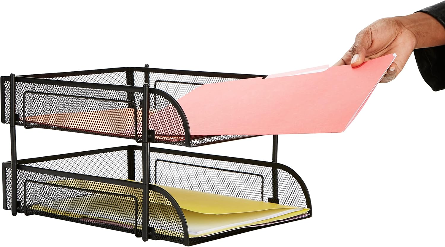 Amazon.com: Mind Reader 2-Piece Stackable Metal Mesh Letter Tray ...