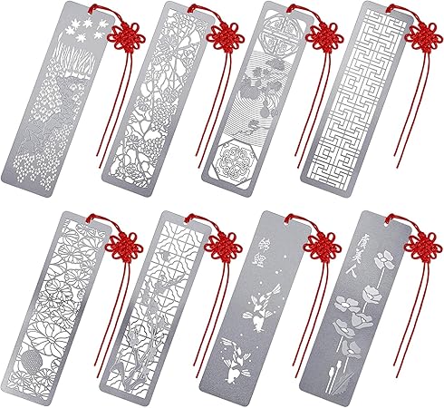 Amazon.com: Outus 8 Pcs Hollow Metal Bookmarks Elegant Silver Gifts ...