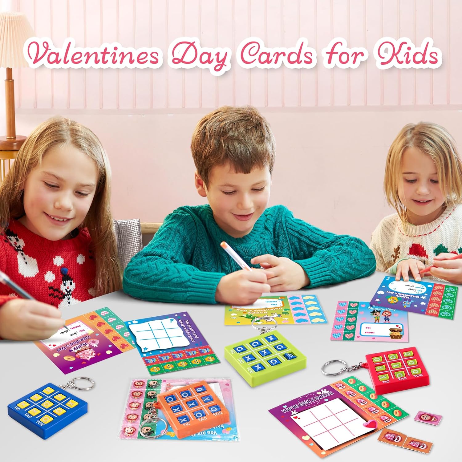 OCHIDO 24 tarjetas de felicitación de San Valentín con kits de llavero ...