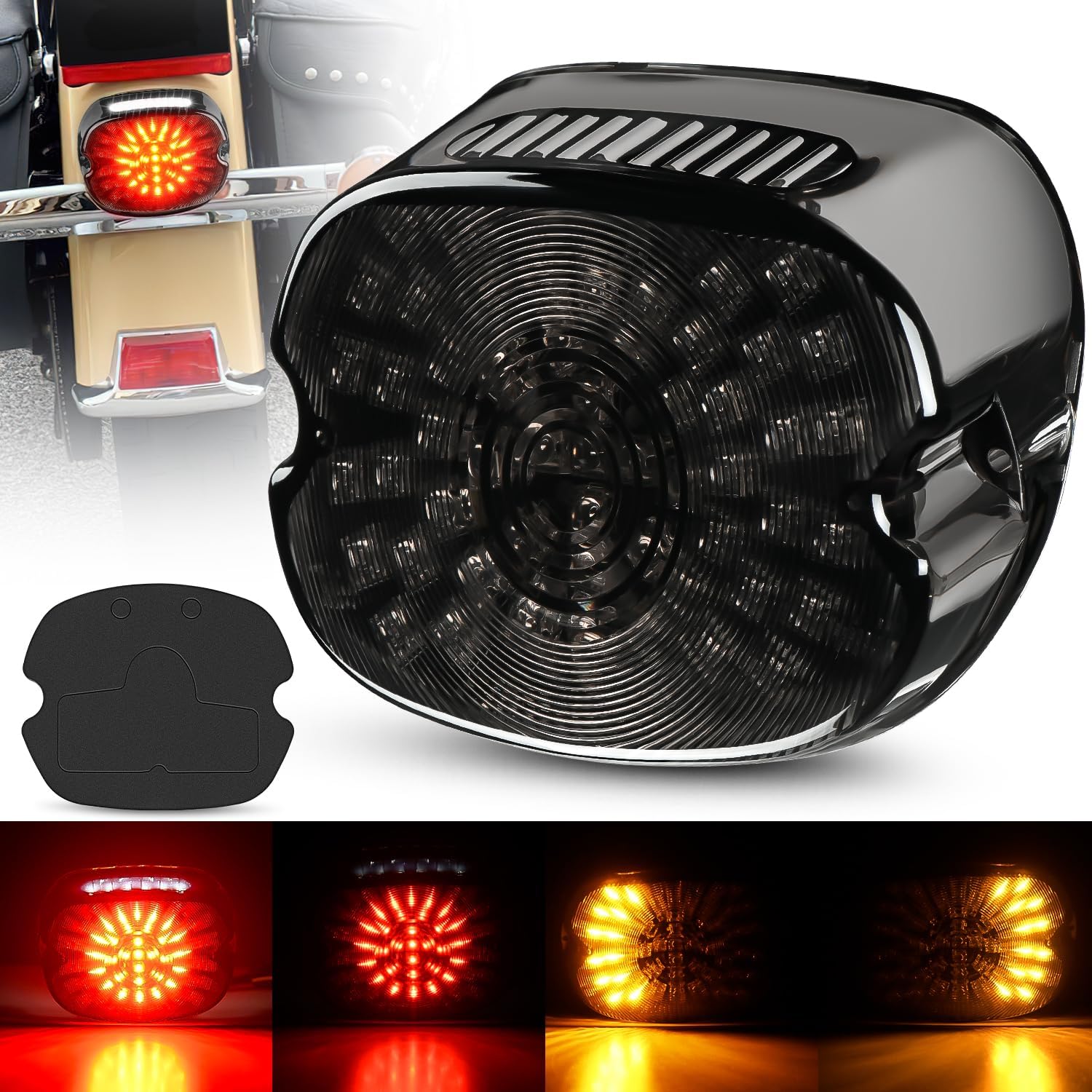 Amazon.com: MotoParAcc Smoked Motorcycle LED Brake Taillights, Tail ...