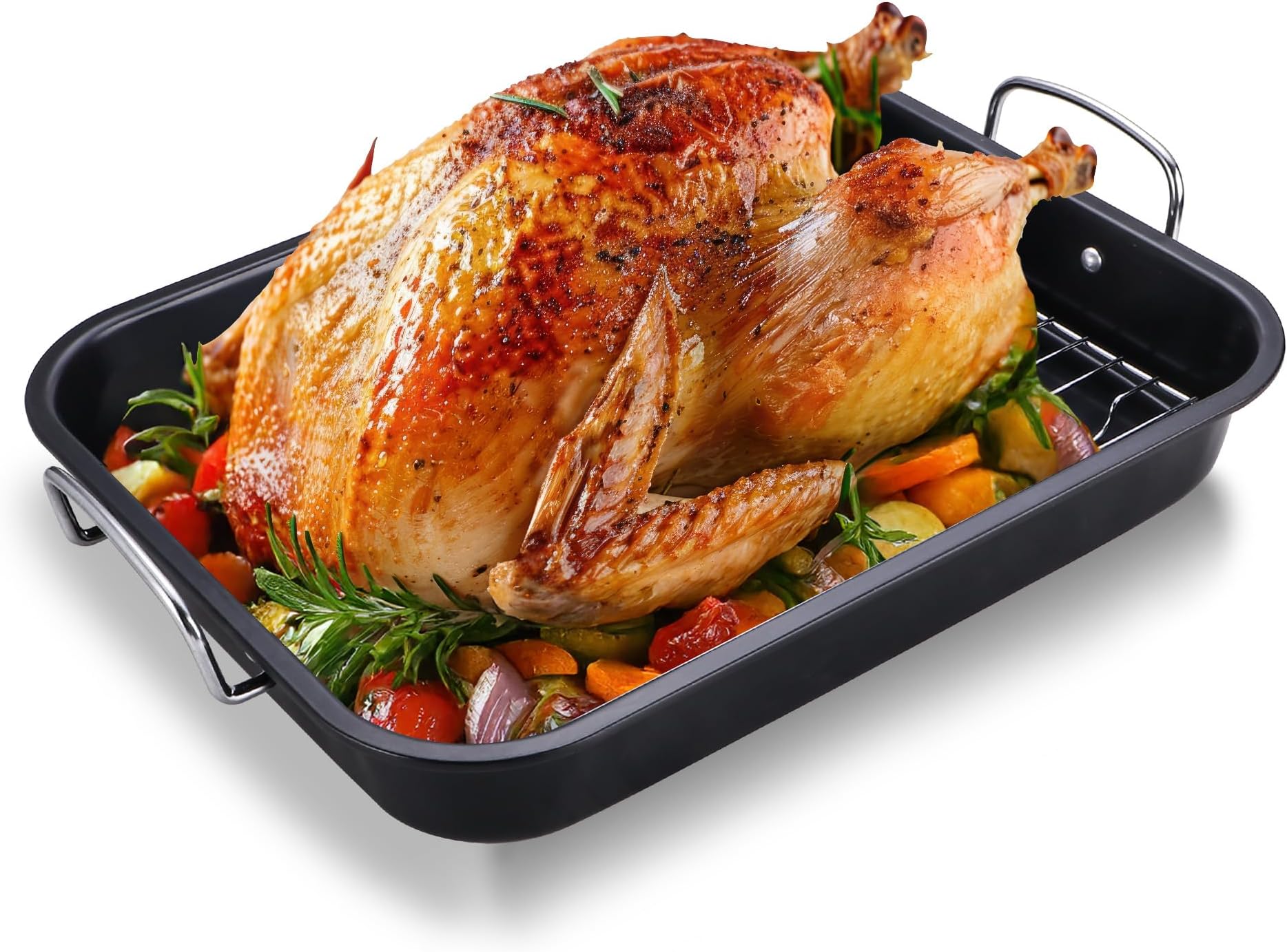 Amazon.com: Chicago Metallic 26639 Petite Roast Pan with Rack, Grey, 10 ...