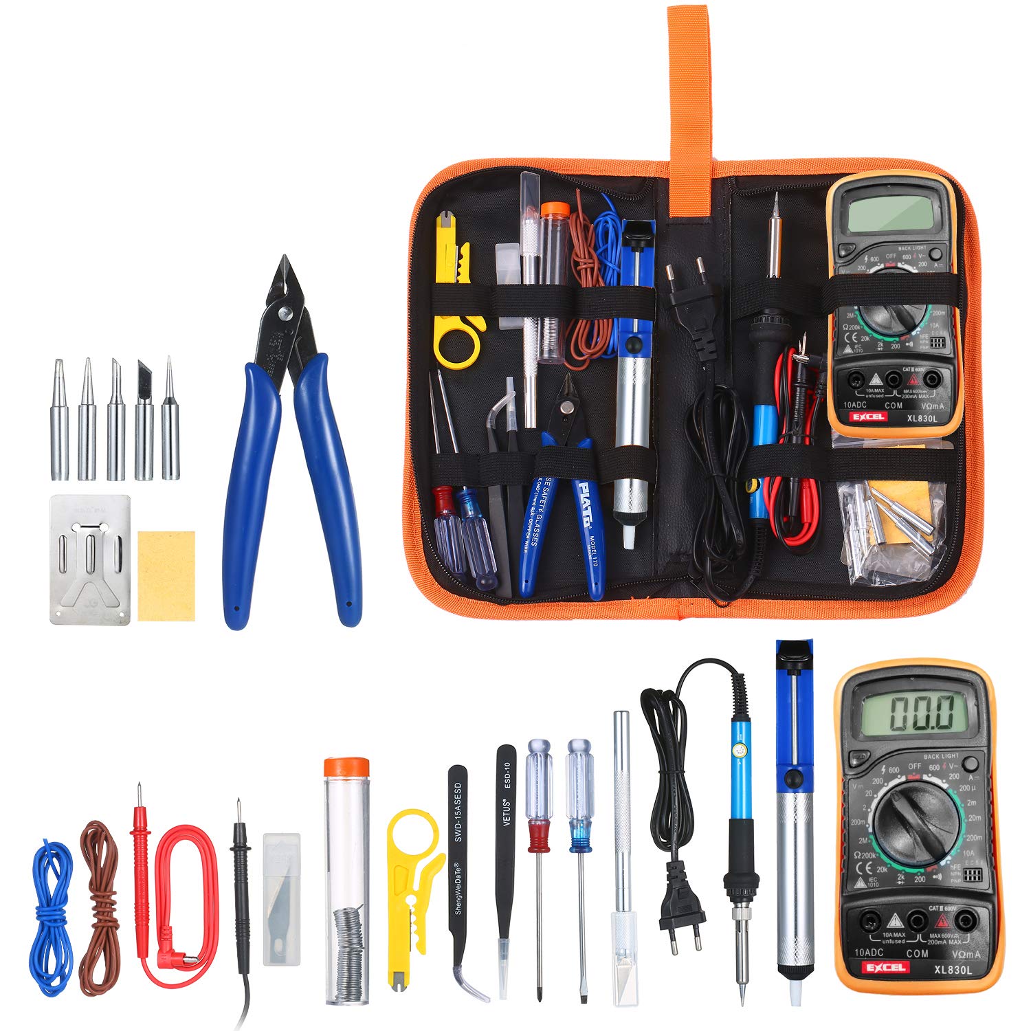 Adjustable Temperature Soldering Iron Kit 220V 60W Digital Multimeter ...