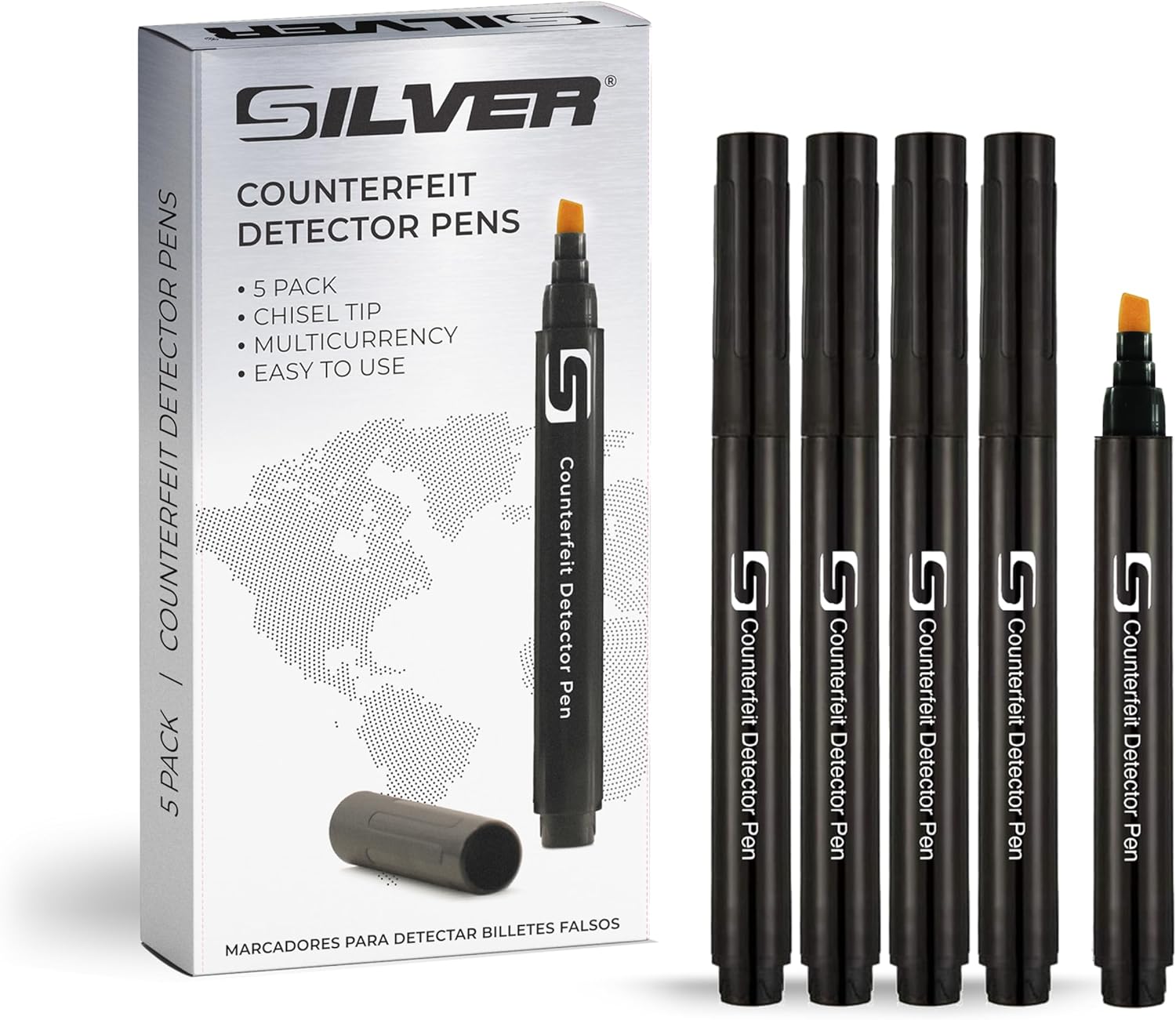 Amazon.com : SILVER by AccuBANKER (5 Counterfeit Pens) Counterfeit Bill ...