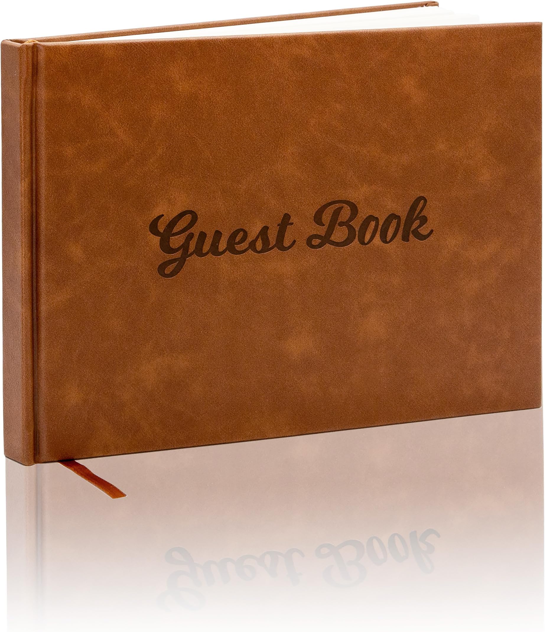 Amazon.com: Modern Album Designs Brown Leather Guest Book - 9.5 x 7 ...
