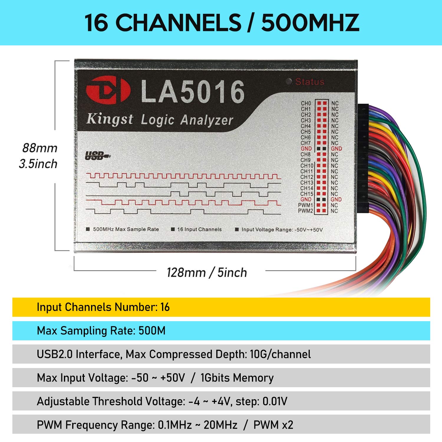 Snapklik.com : InnoMaker LA5016 USB Logic Analyzer 16Channels 500M Max Sample Rate 10GB Samples ...