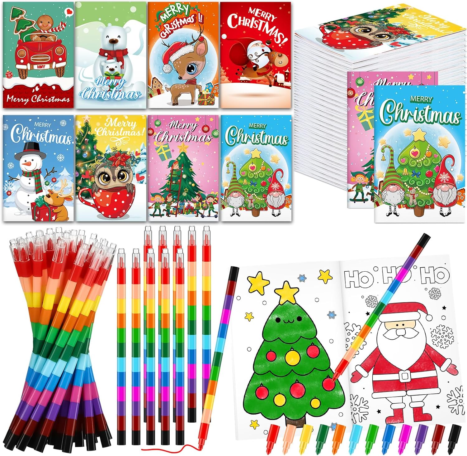 Amazon.com: Fulmoon 144 Pcs Christmas Coloring Books for Kids Christmas ...
