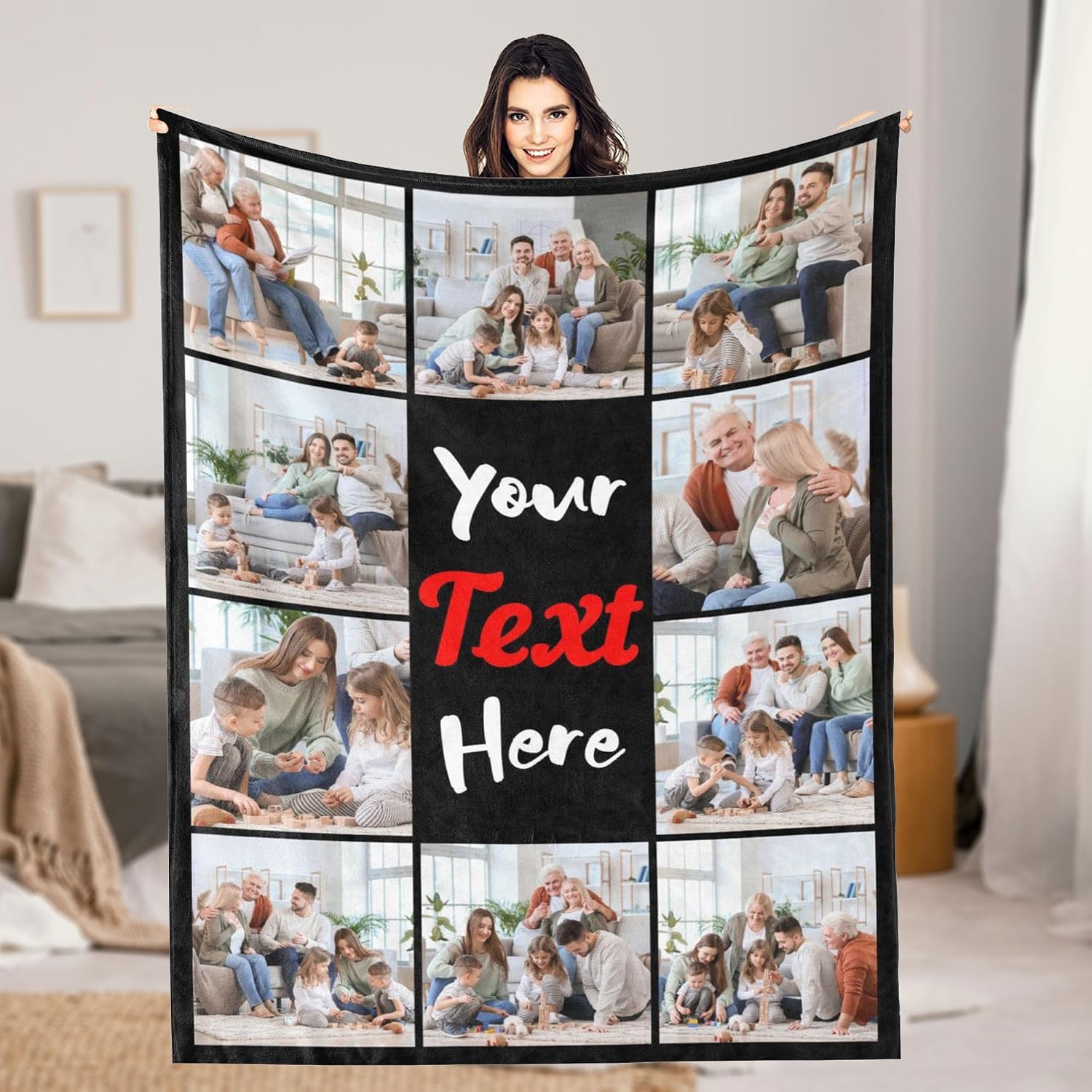 Amazon.com: Custom Blanket with Picture Text Customized Photo Throw ...