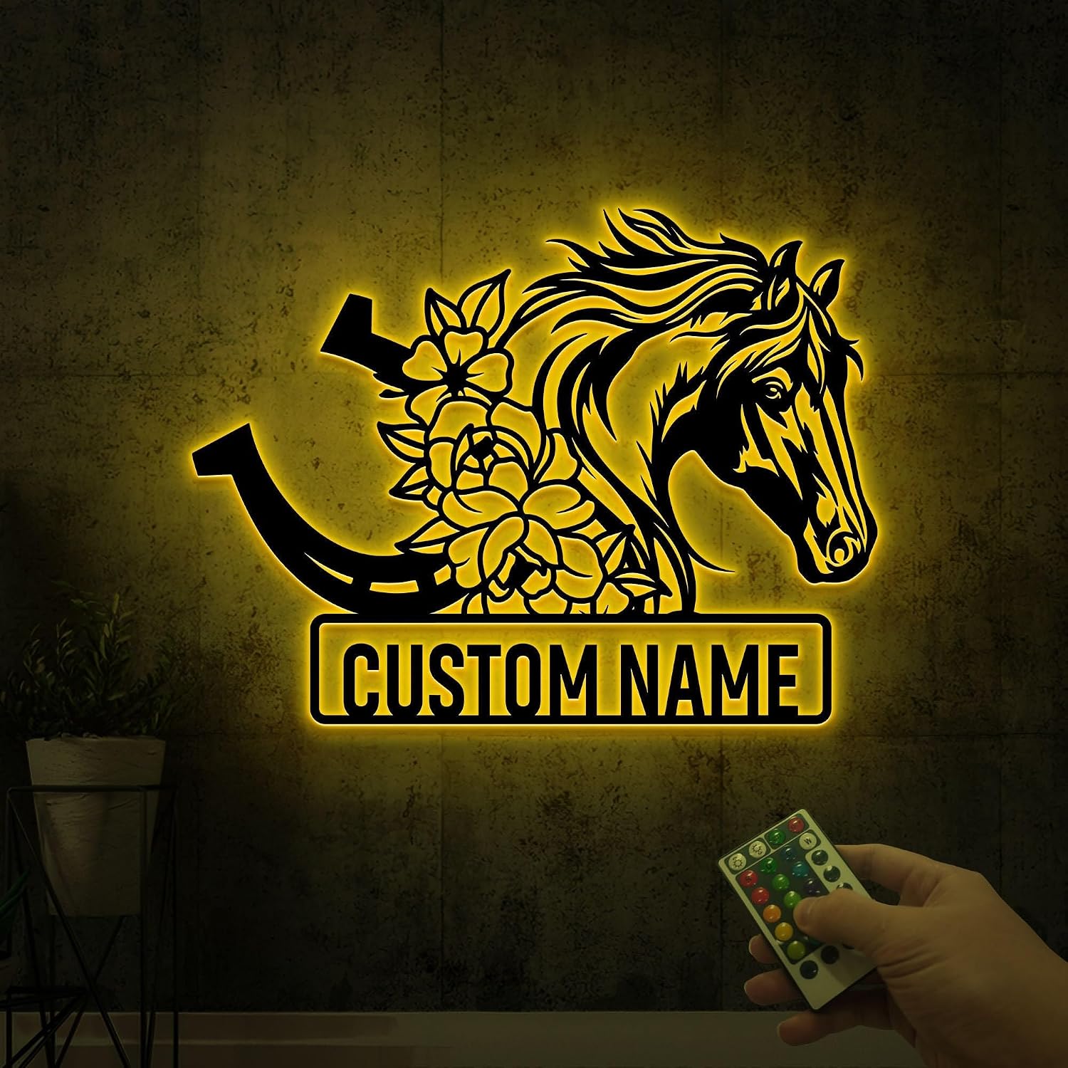 Amazon.com : Metal decoration Custom Horse Metal Sign with Led Light ...