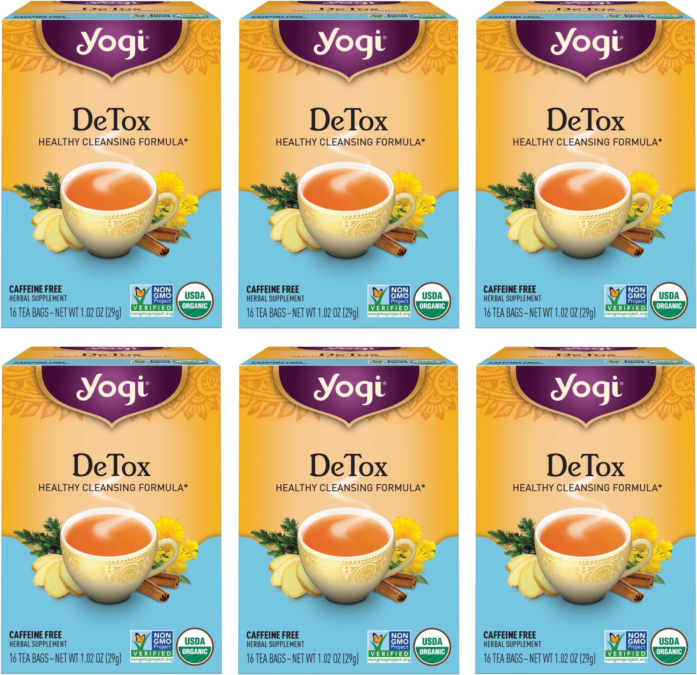 Amazon.com : Yogi Tea DeTox Tea - 16 Tea Bags per Pack (6 Packs ...