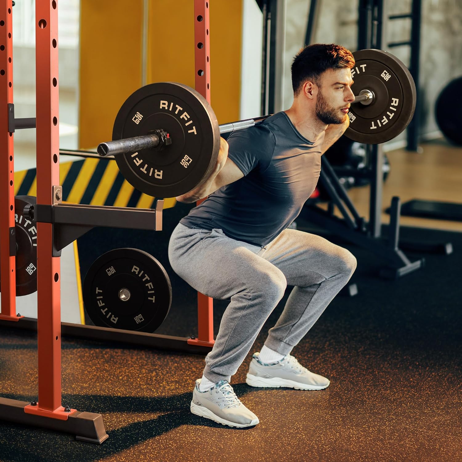 RitFit Spotter Arms Power Cage Attachment, Squat Rack Safety Bars for ...