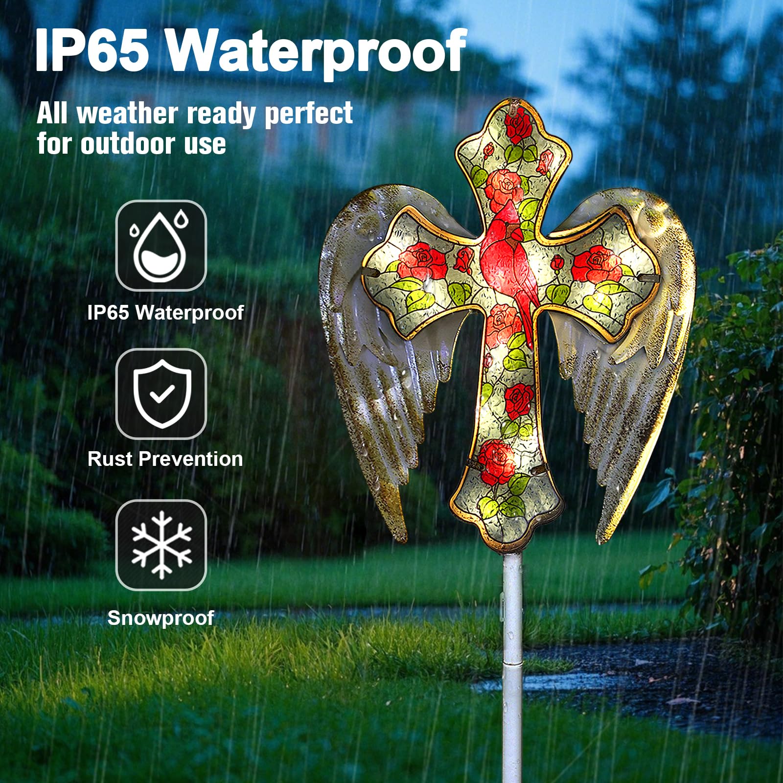 Snapklik.com : Solar Christmas Cross Lights, Solar Cardinal Stake ...