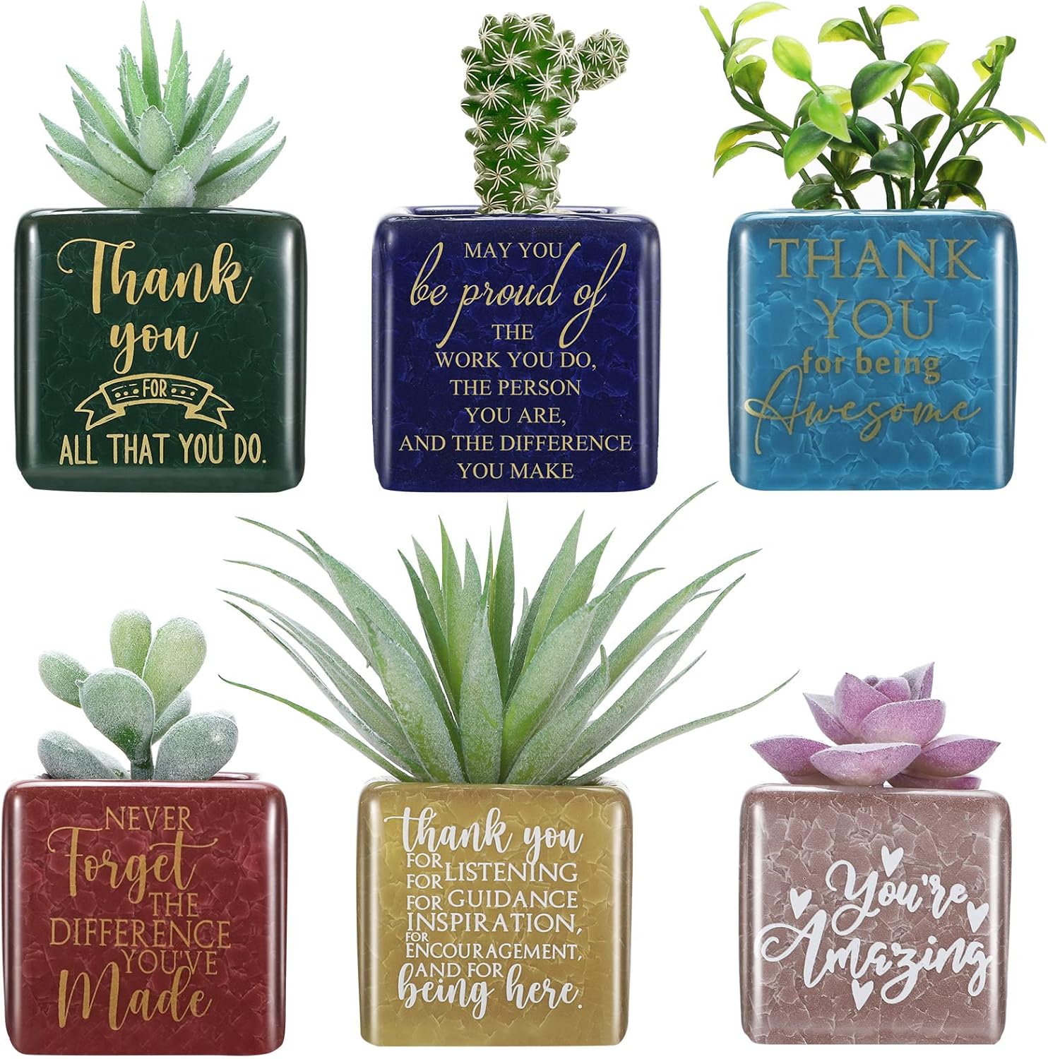 Sieral 6 Pcs Inspirational Ceramic Plant Pot Gift Thank You for Helping ...