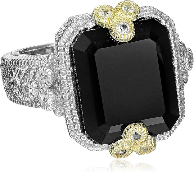 Amazon.com: Judith Ripka "Estate" Bezel Set Emerald Stone Black Ring ...
