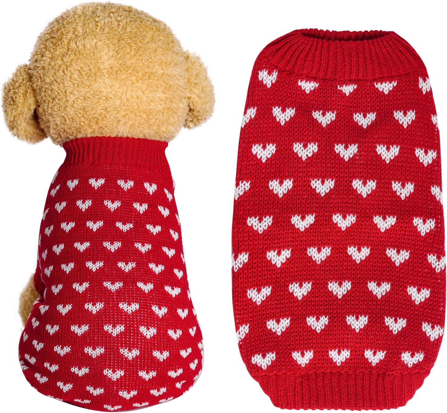 Dxhycc Dog Knitted Sweater Dog Heart Sweater Puppy Sweater Warm Soft ...