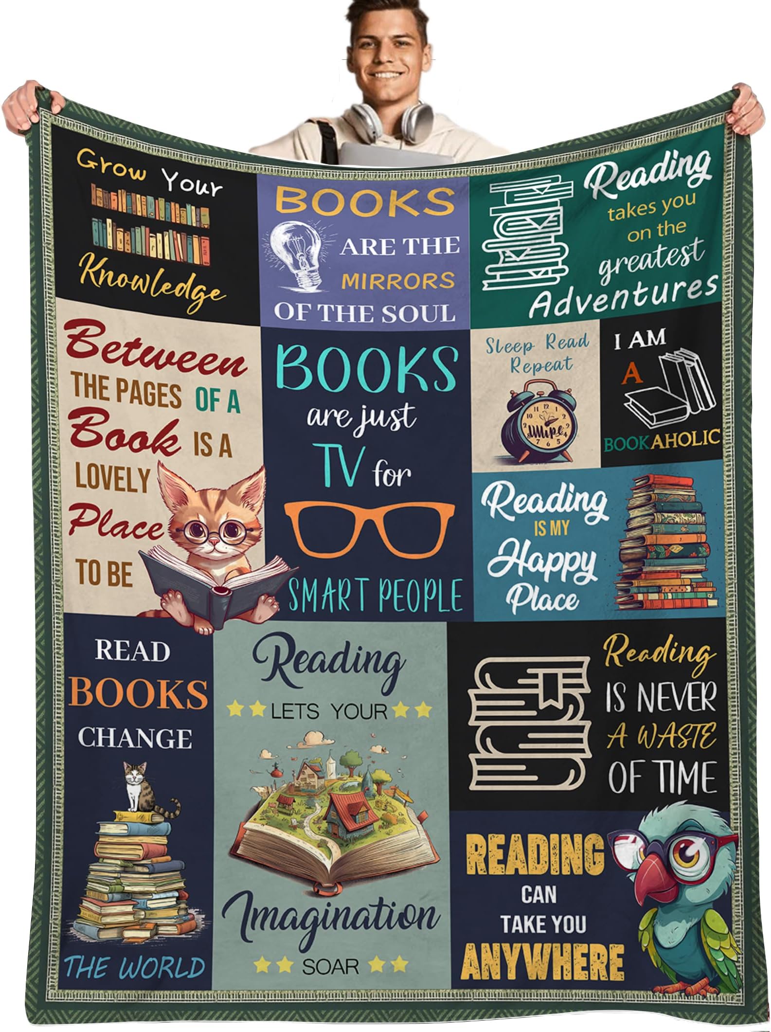 Amazon.com: Personalized Custom Blanket and Pillow Reading Chibi ...