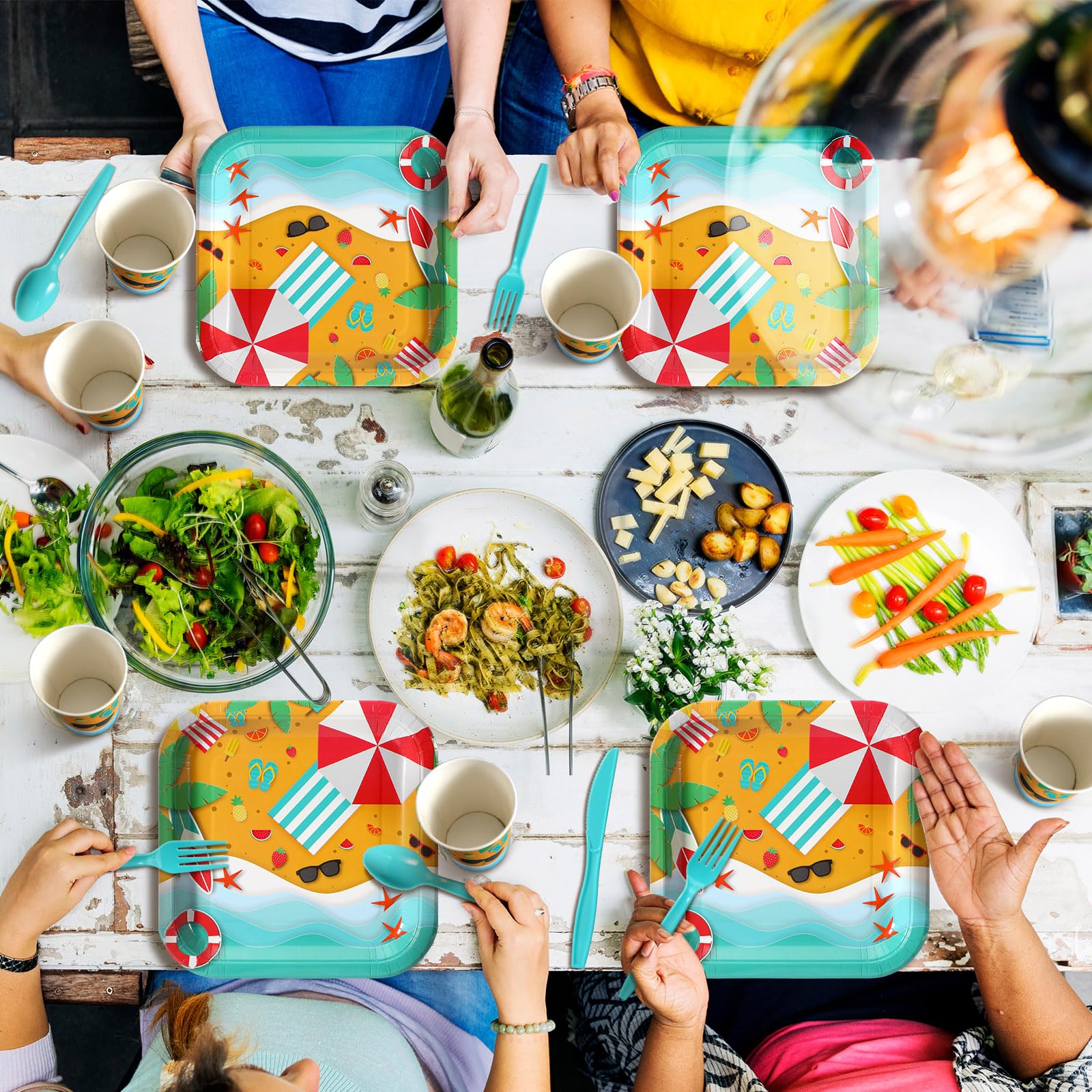 Snapklik.com : Suttmin 350 Pcs Beach Plates And Napkins Set Beach Party ...