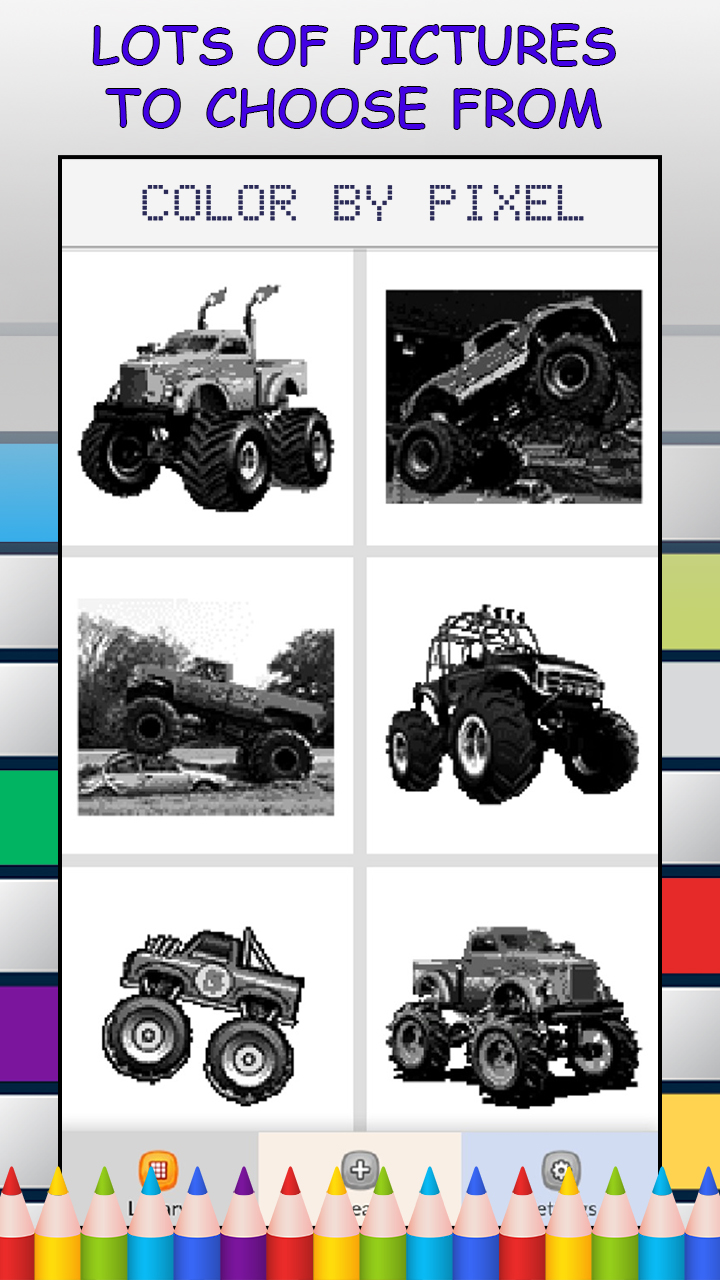 Buy Monster Trucks Color by Number - No Ads Pixel Art Game - Coloring ...