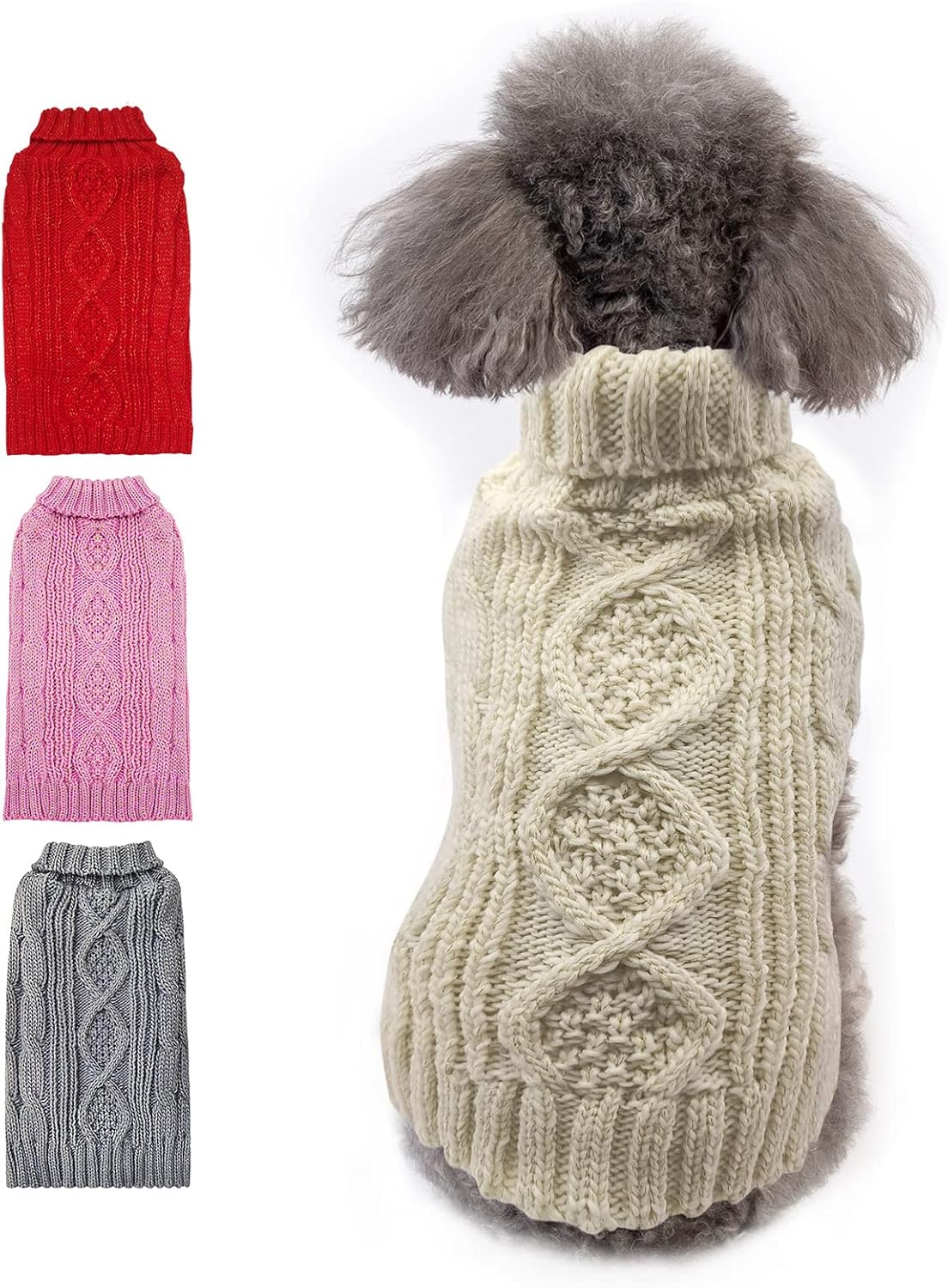 Amazon.com : KYEESE Dog Sweaters with Golden Thread Turtleneck Dog ...