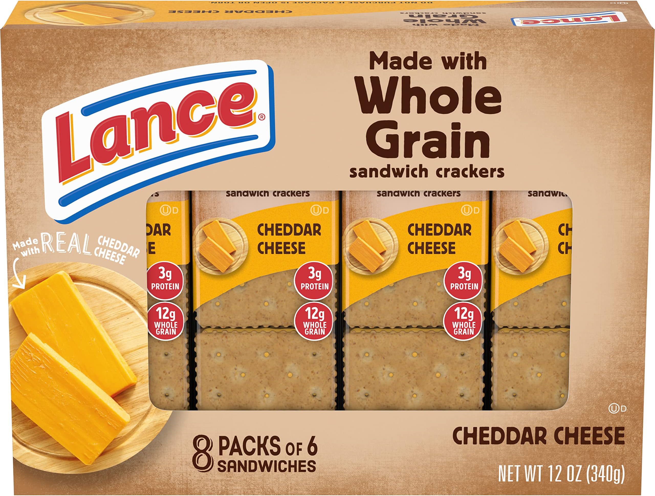 Amazon.com: Lance Sandwich Crackers, Whole Grain Cheddar Cheese, 8 Ct Box