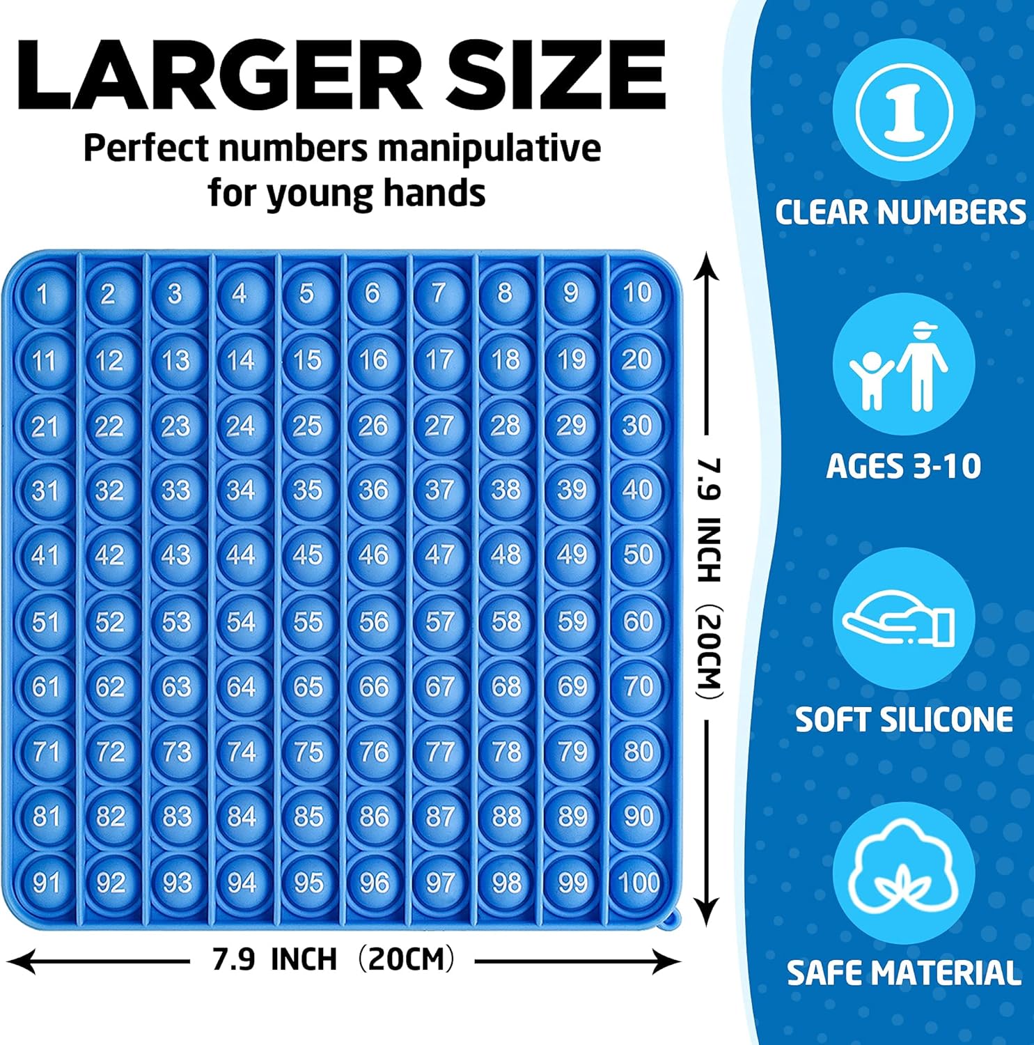 Pop it 100 Numbers Sensory Math Manipulative ( Pack of 5) Large ...