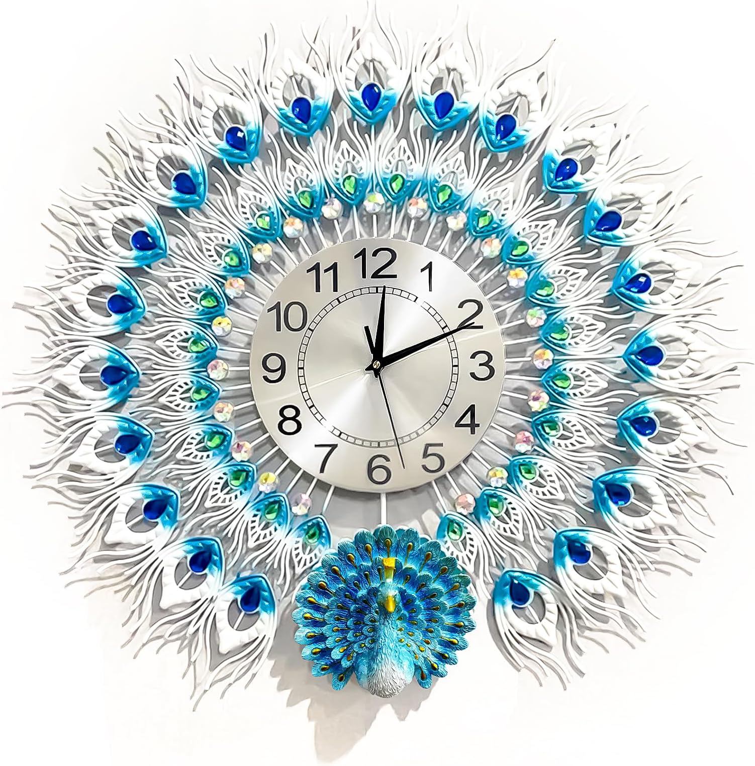 Amazon.com: Peacock Wall Clock Decorative, Large Battery Wall Clocks 23 ...