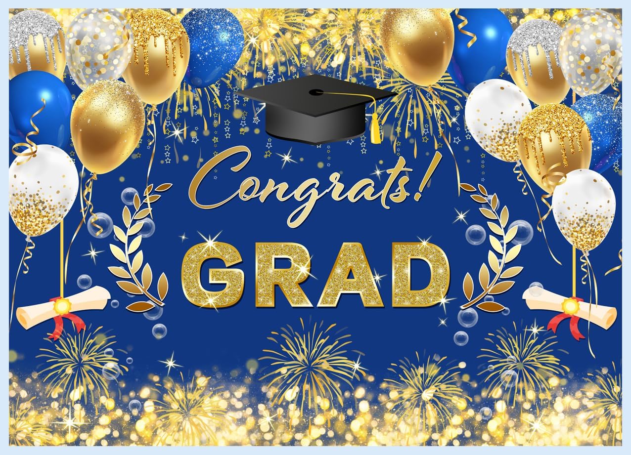 Amazon.com : Allenjoy 118" x 95" Blue Graduation Party Decorations ...