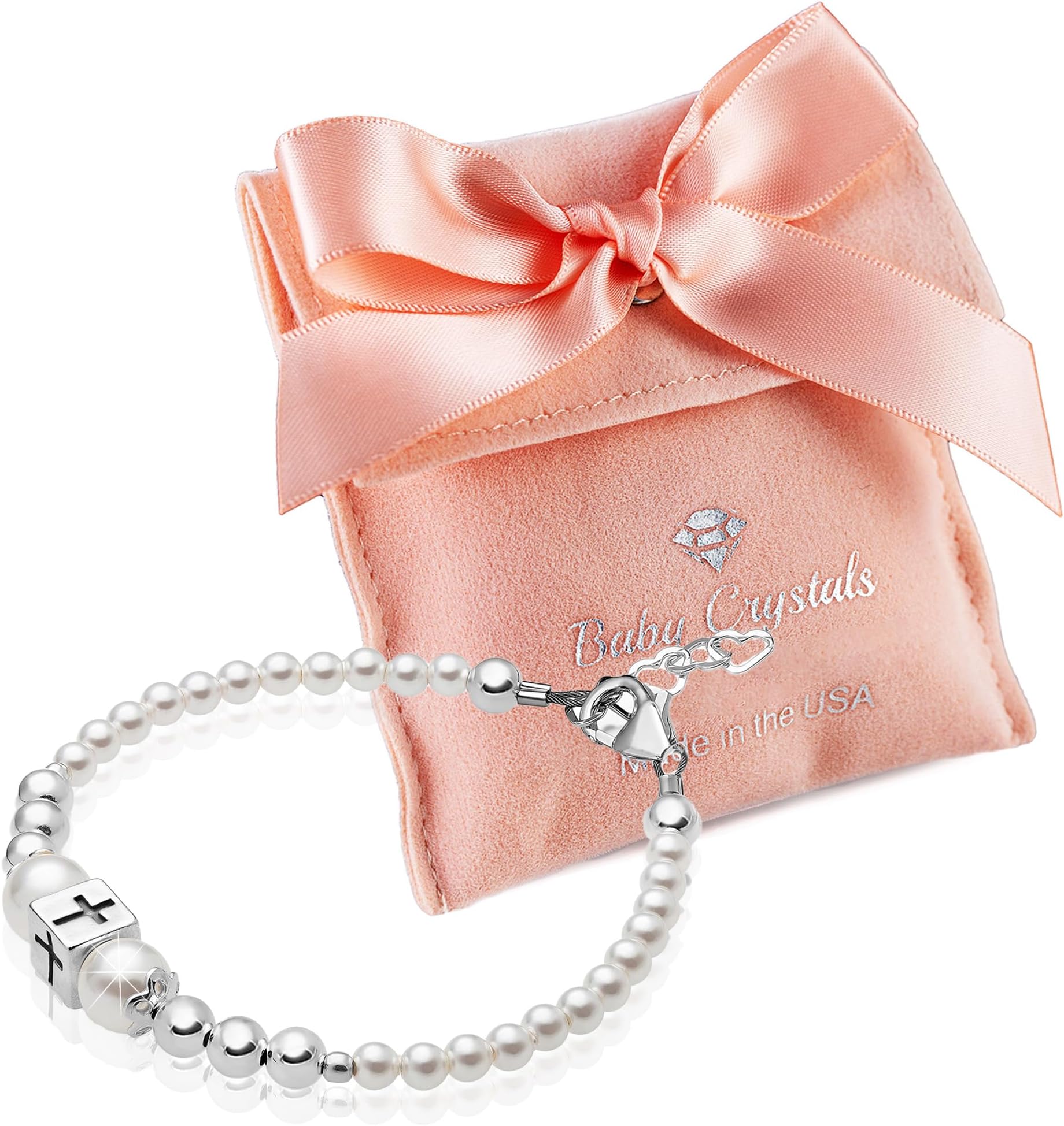 Amazon.com: Tryuunion Baptism Bracelet in Sterling Silver and Cultured ...