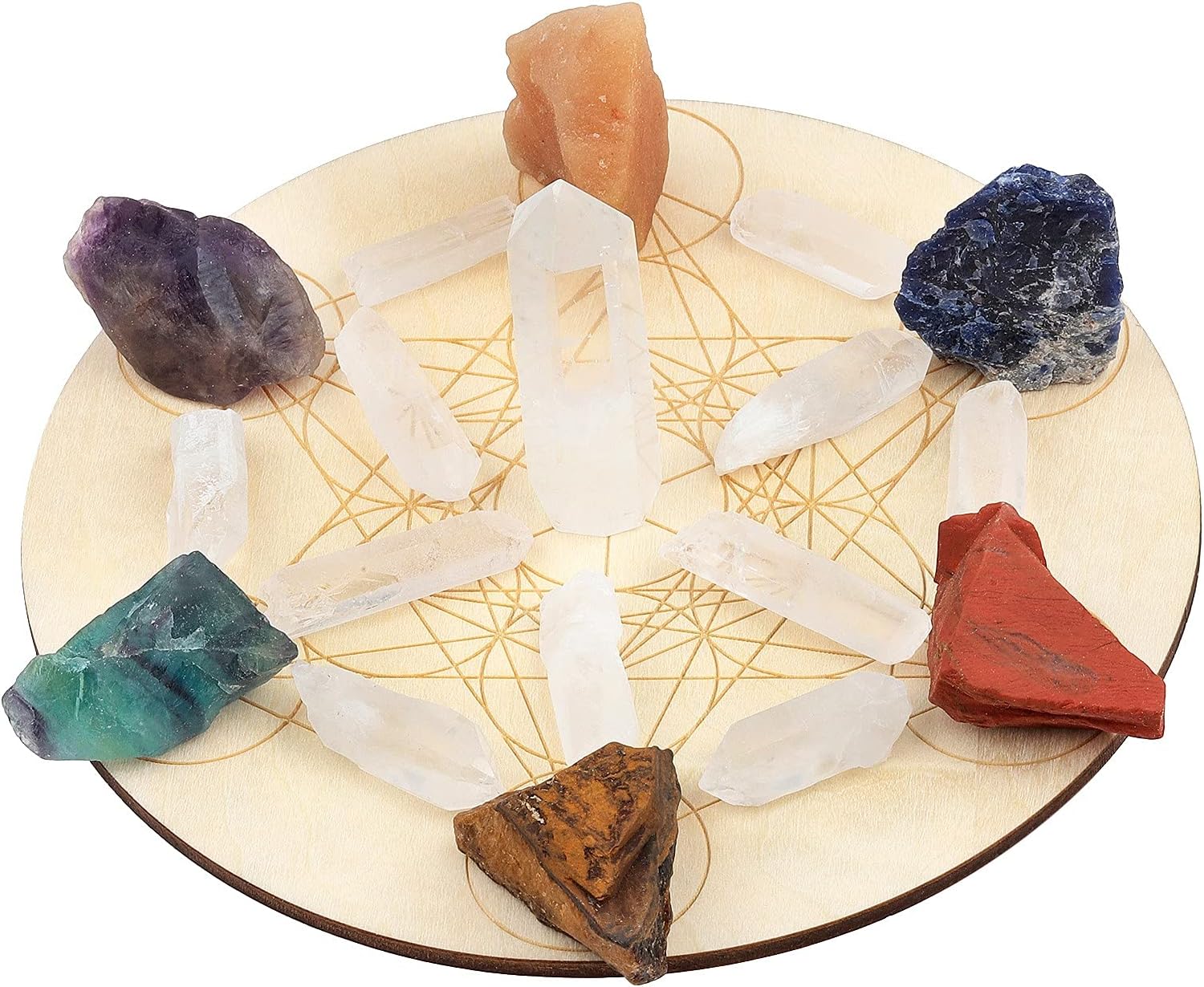 Amazon.com: Yatming Archangel Metatron's Cube Crystal Grid Set with ...