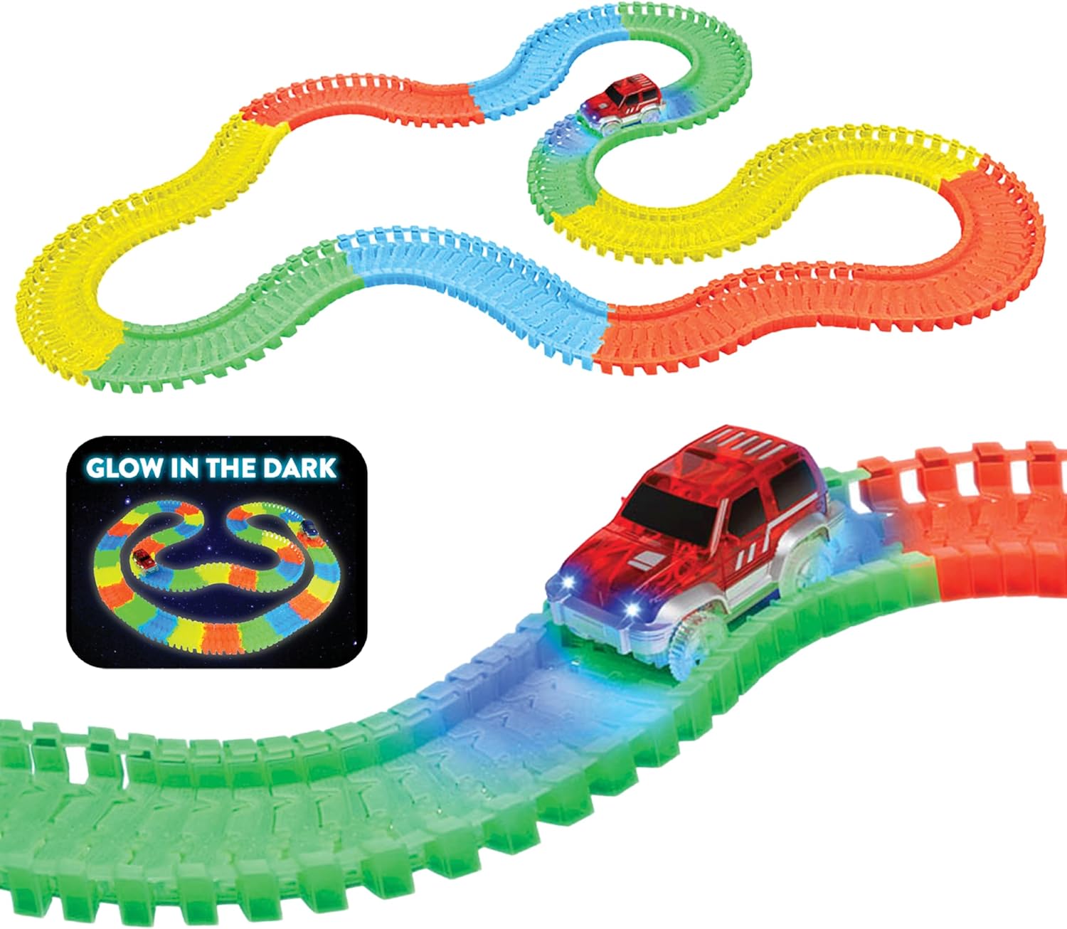 Amazon.com: World Tech Toys Galaxy Flex-Track – 220 Piece Glow in The ...