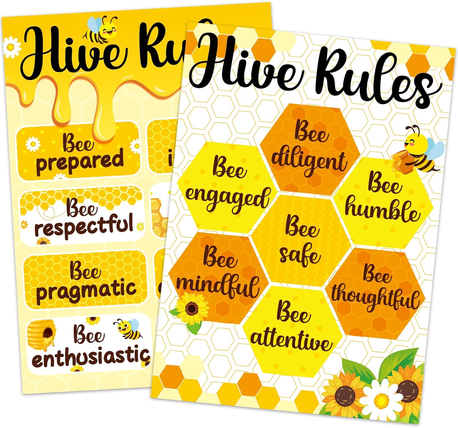 Amazon.com: Qyeahkj Bee Classroom Decoraions Hive Rules Posters Honey ...