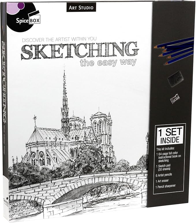 Amazon.com: SpiceBox Adult Drawing Sketching Kit, Learn to Draw, How to ...