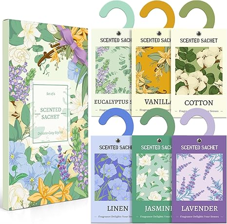 Amazon.com: Scent-Hi 6 Packs Sachets for Drawers and Closets, Long ...