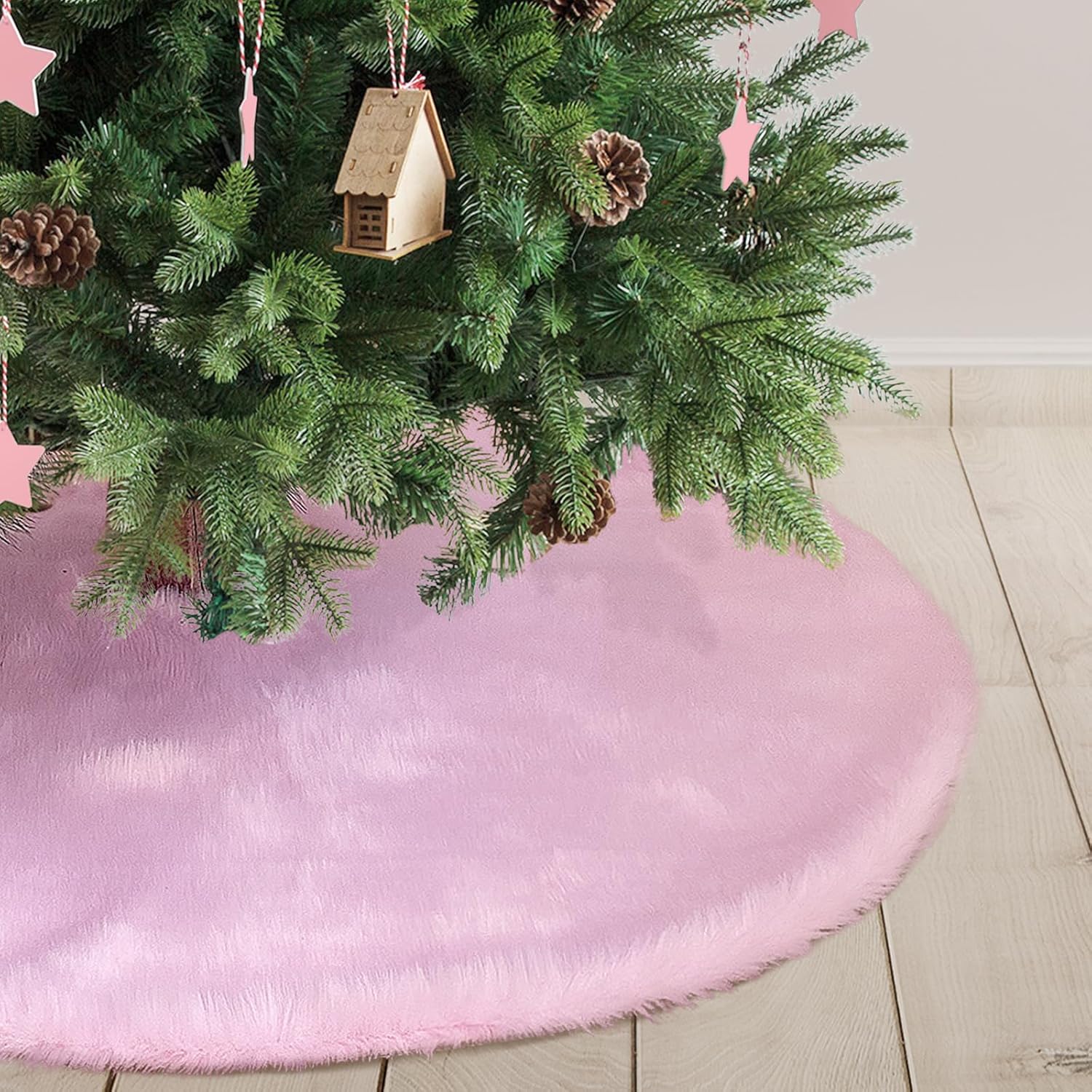 Amazon.com: Atiming Pink Plush Christmas Tree Skirt 36 inches Fur ...
