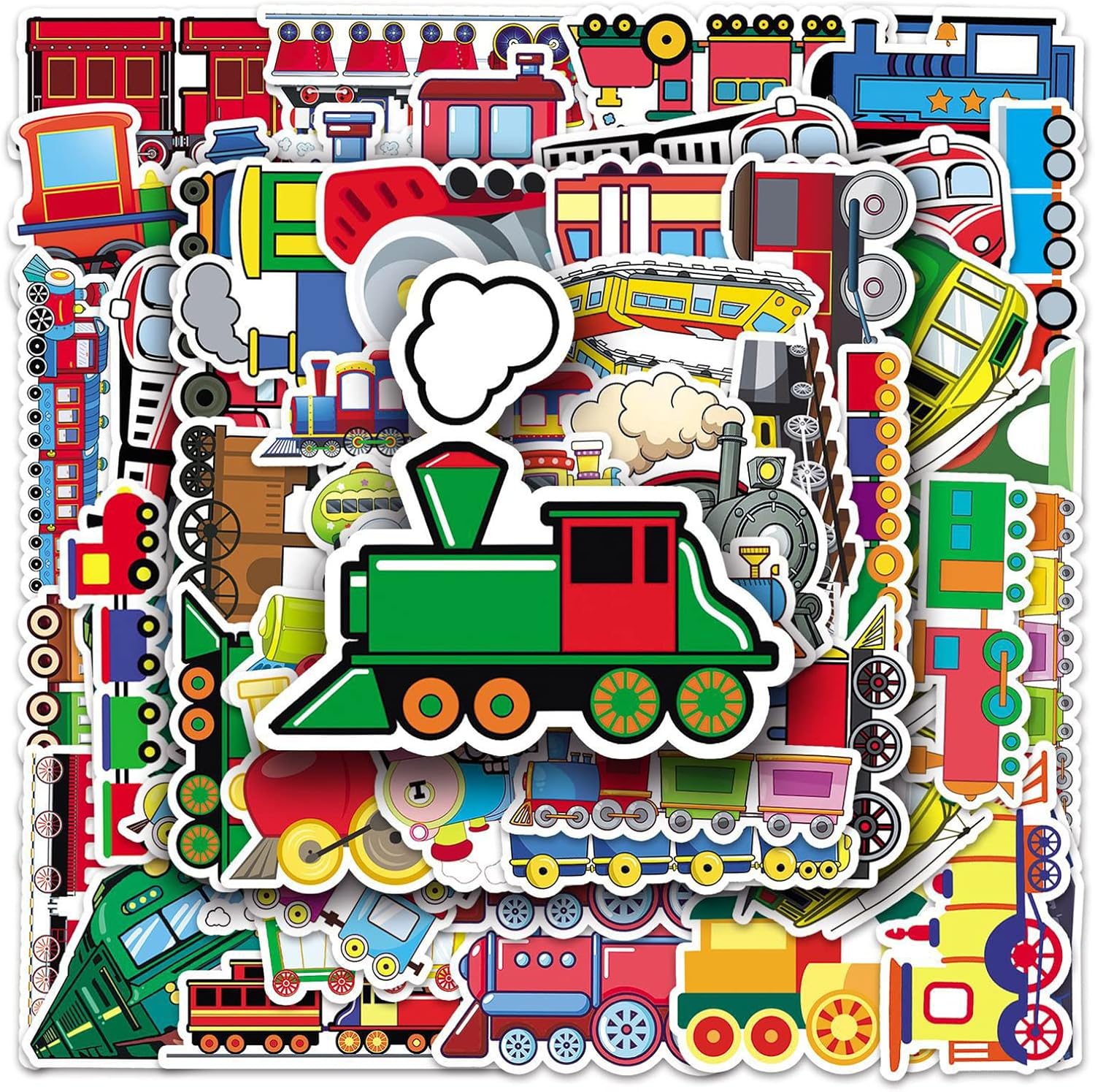 jixiejumo Train Stickers 50 Pcs, Transportation Vinyl Decal Merchandise ...