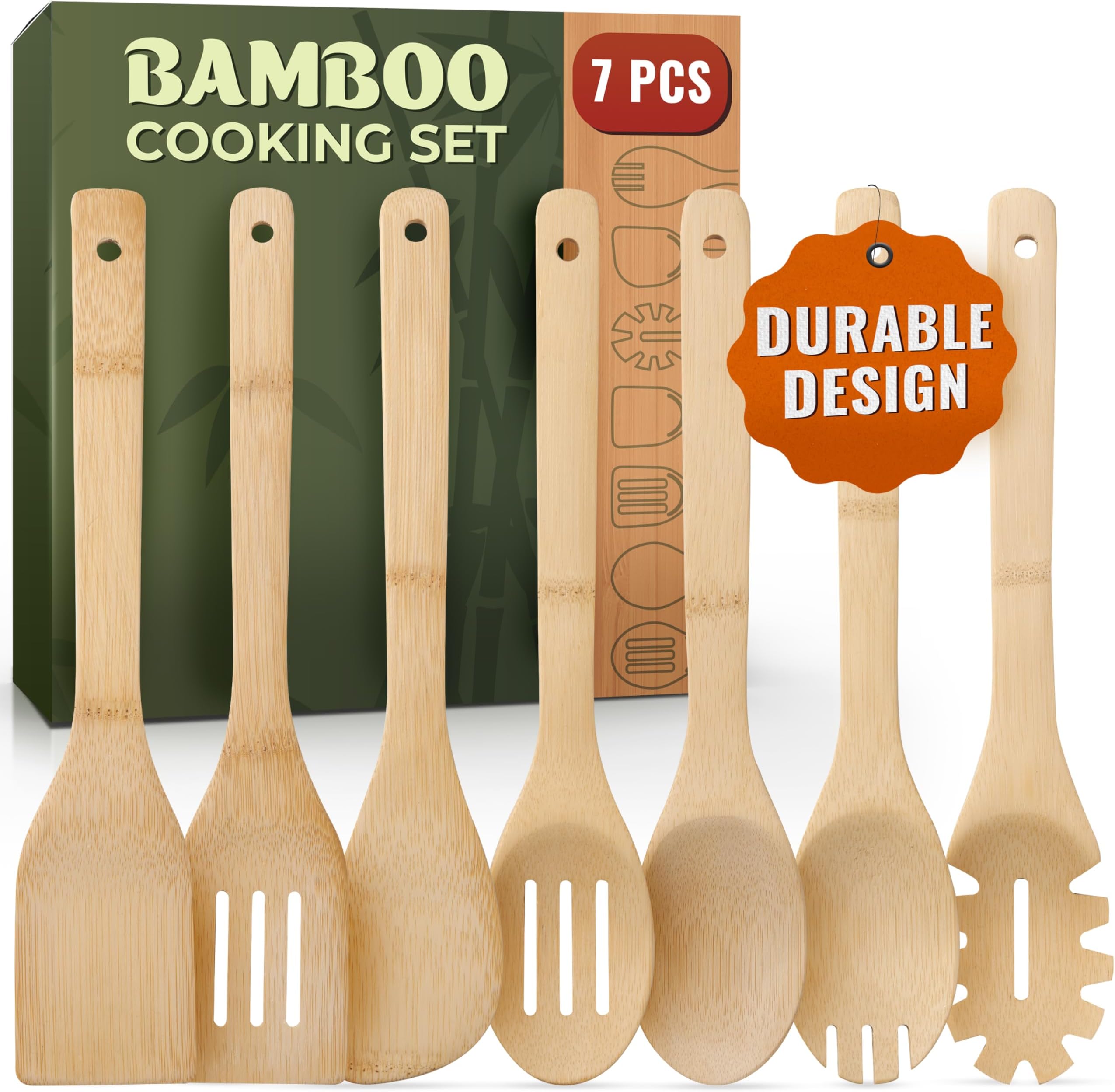 Amazon.com: Grand Sierra Designs Bamboo Cooking Utensils - 11-Piece ...