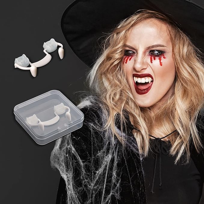 Amazon.com: Halloween Retractable Vampire Teeth Realistic Vampire Fangs ...