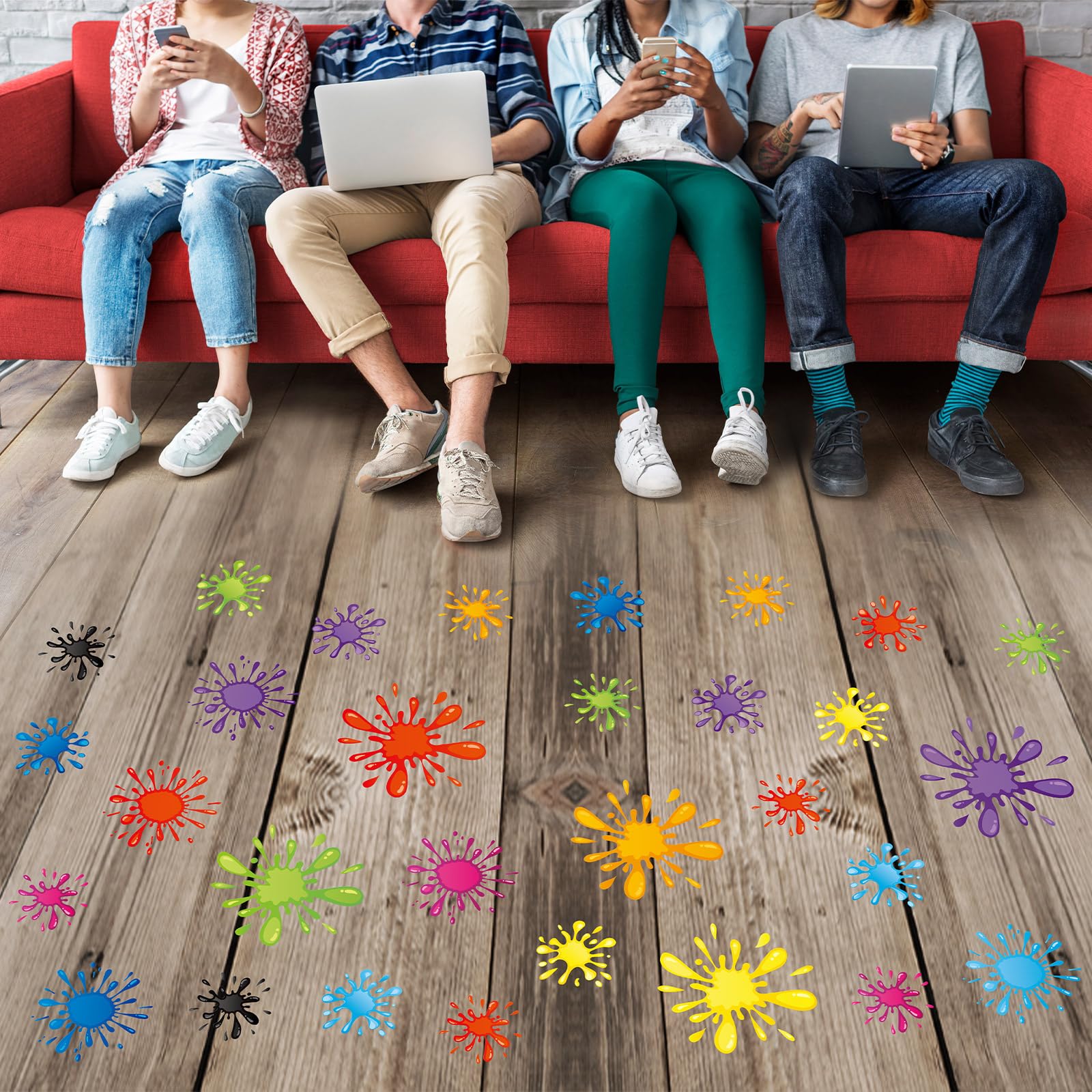 Snapklik.com : 30 Pcs Watercolor Paint Splatter Floor Decal 3 1/4"-6 1/ ...