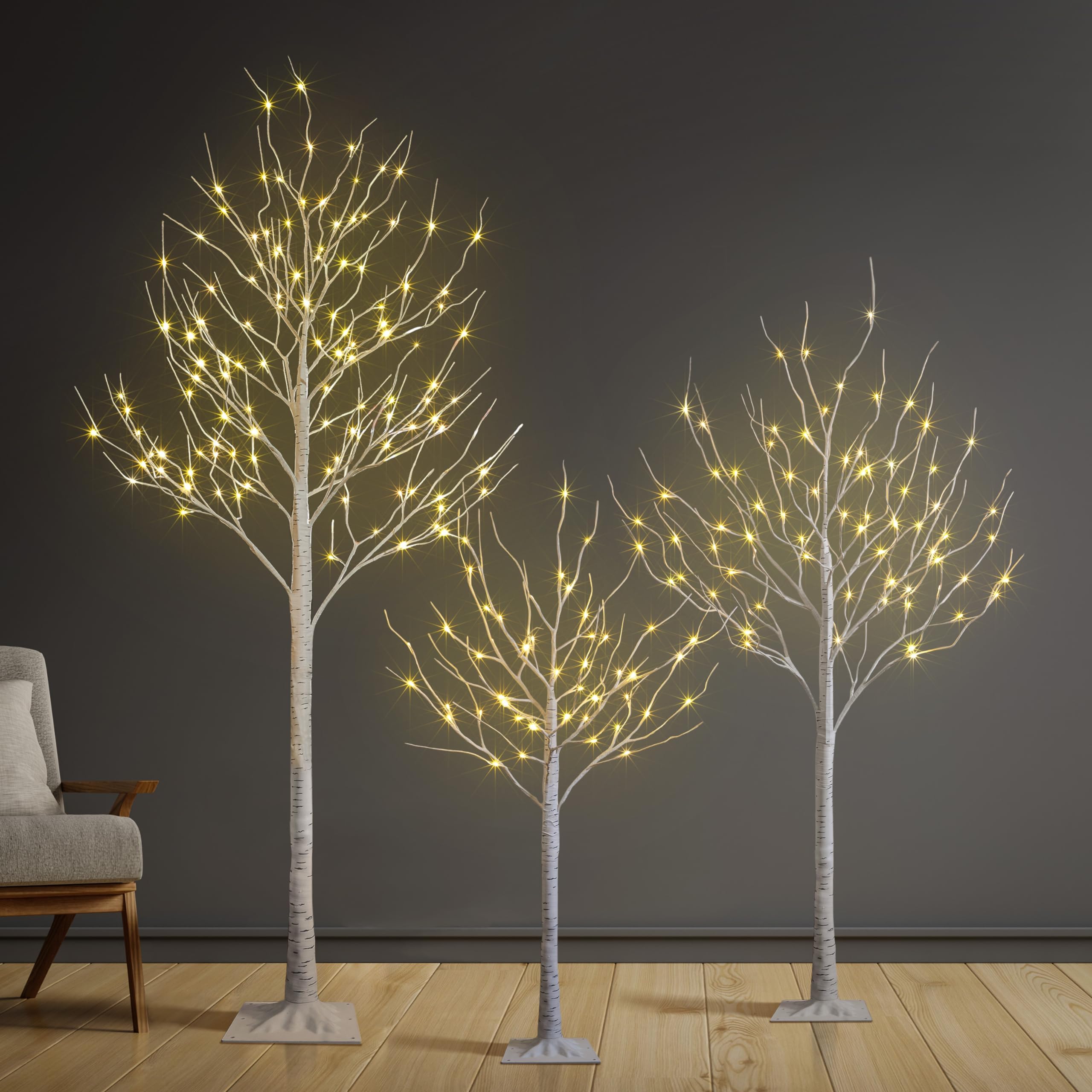 Amazon.com: Queens of Christmas 6' LEDs Branch Tree, Gold/Warm White ...