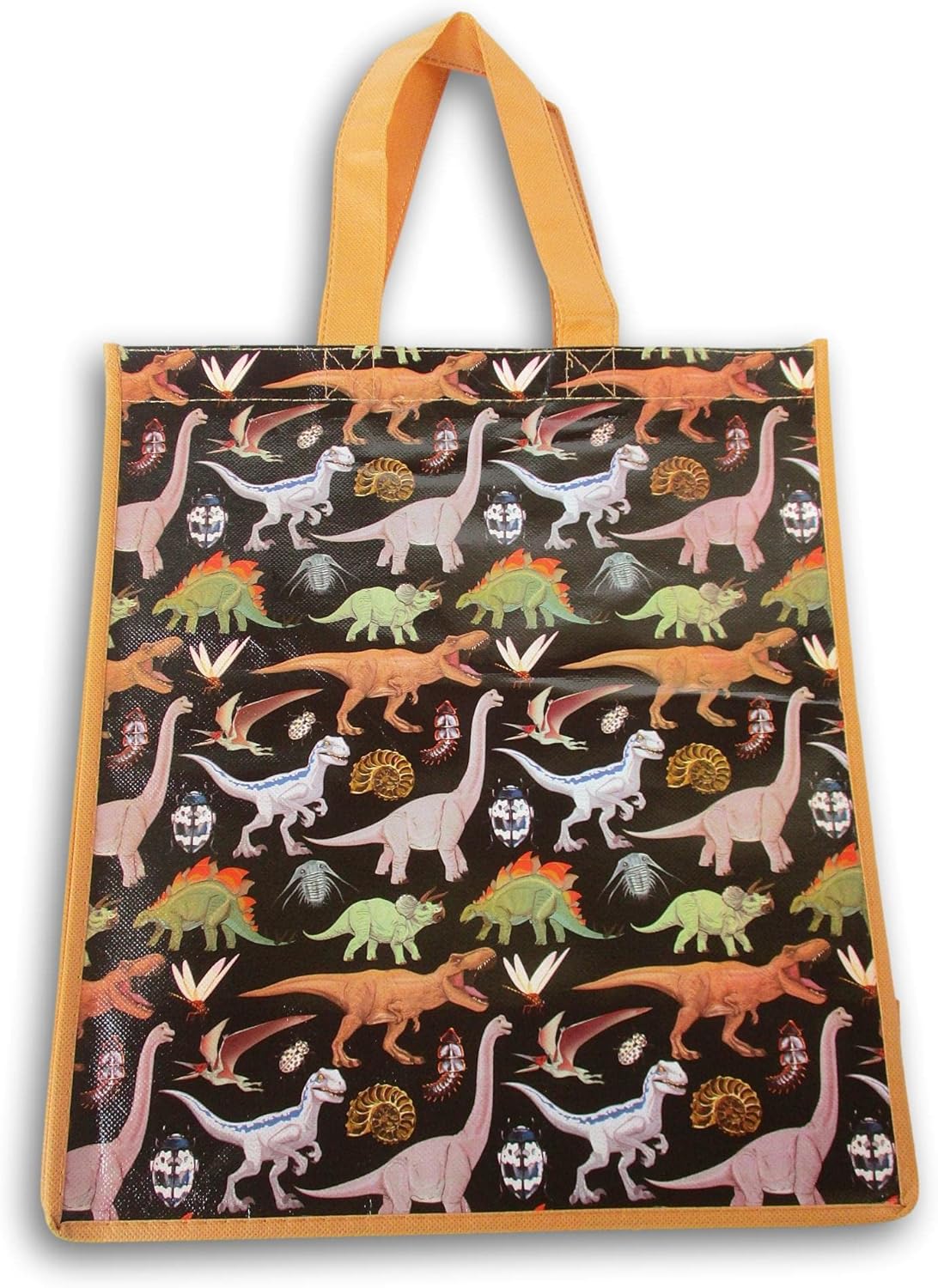 Amazon.com: Jurassic Dinosaur Black Reusable Tote Bag - 13.5 x 15 Inch ...