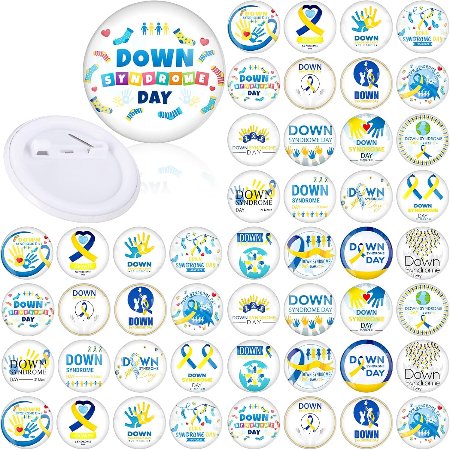 Amazon.com: Thiccywoov 100 Pcs Down Syndrome Awareness Month Pins Blue ...