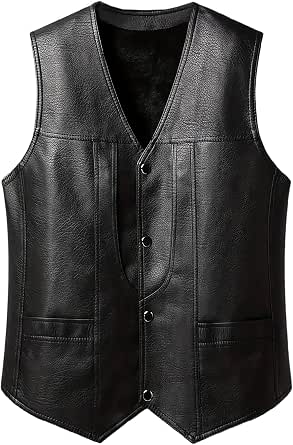 Amazon.com: Ceehuteey Men's Suit Vest Classic V Neck Leather Regular ...