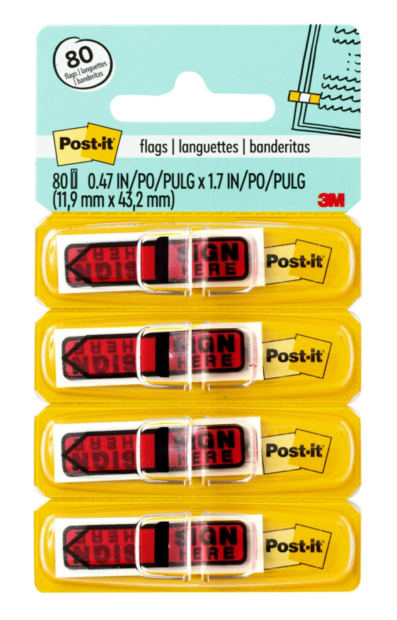 Amazon.com : Post-it Message Flags, "Sign Here", 20/Dispenser, 4 ...