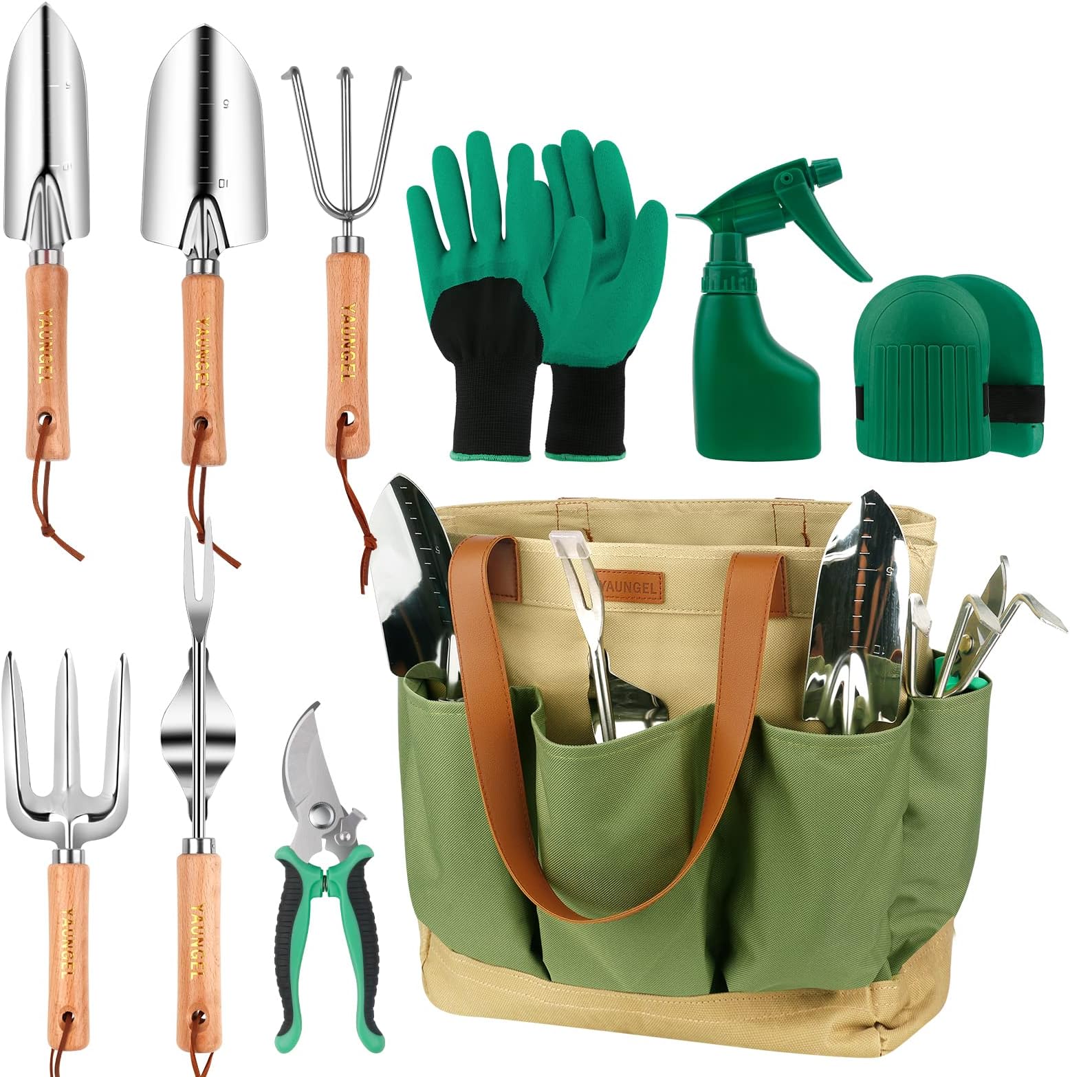 Bokhot Garden Tools Set Gardening Hand Tool Gift Kit with Heavy Duty Tool Bag for Easy Storage ...