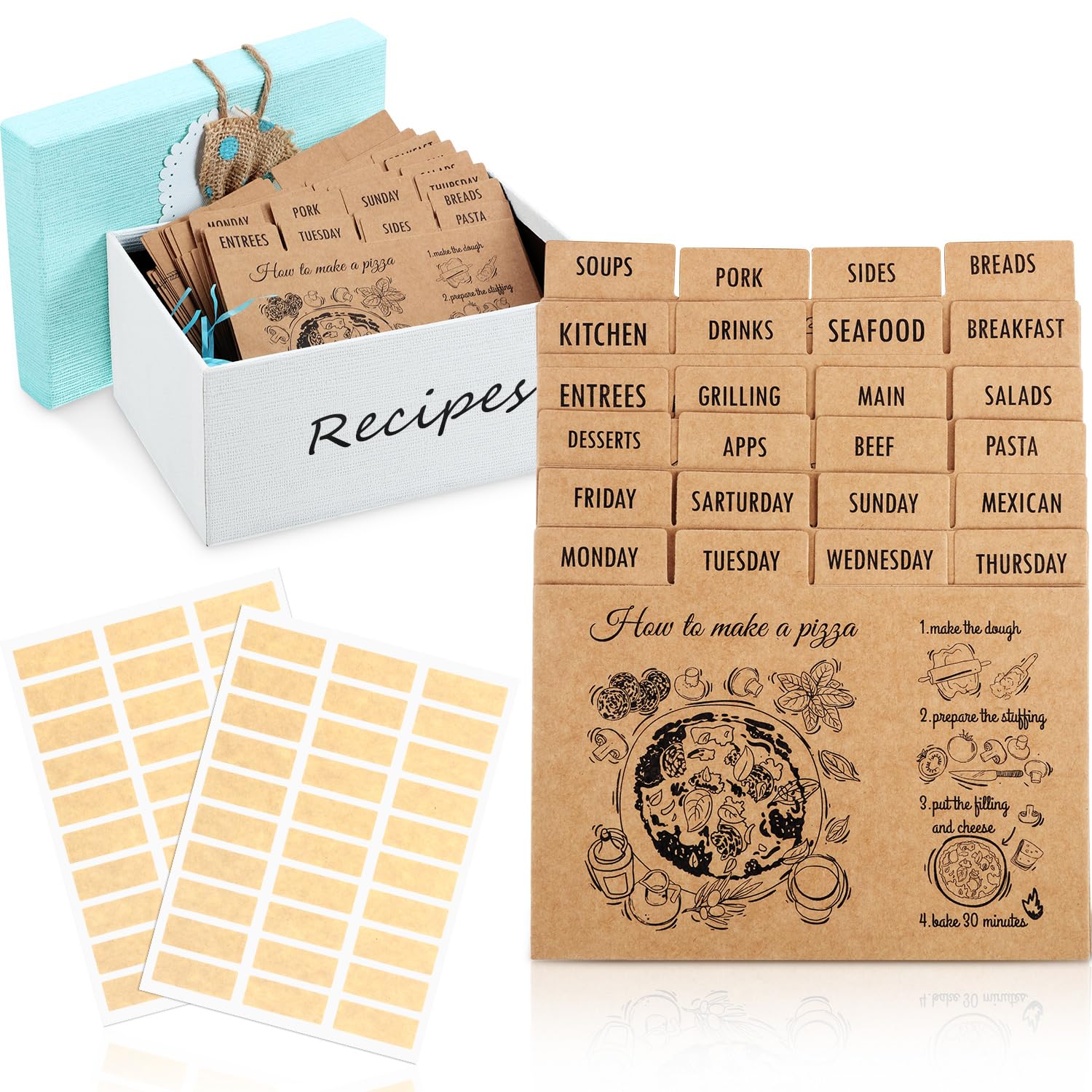 Amazon.com: Outus 36 Pieces Recipe Card Dividers Tabs Include 24 ...