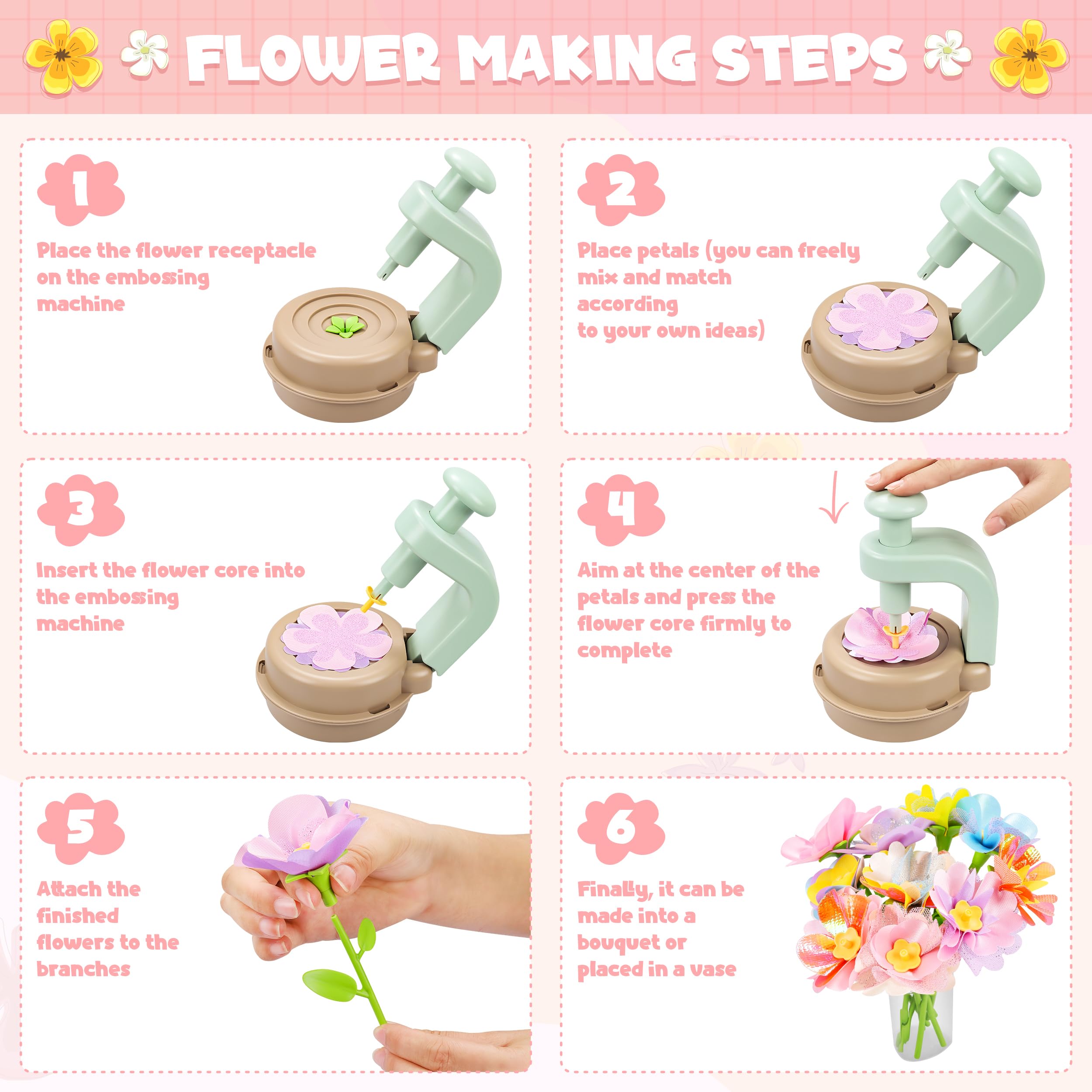 Tailmei Flower Pressing Kitfor Girls,Flower Craft Kit,Build Flower ...