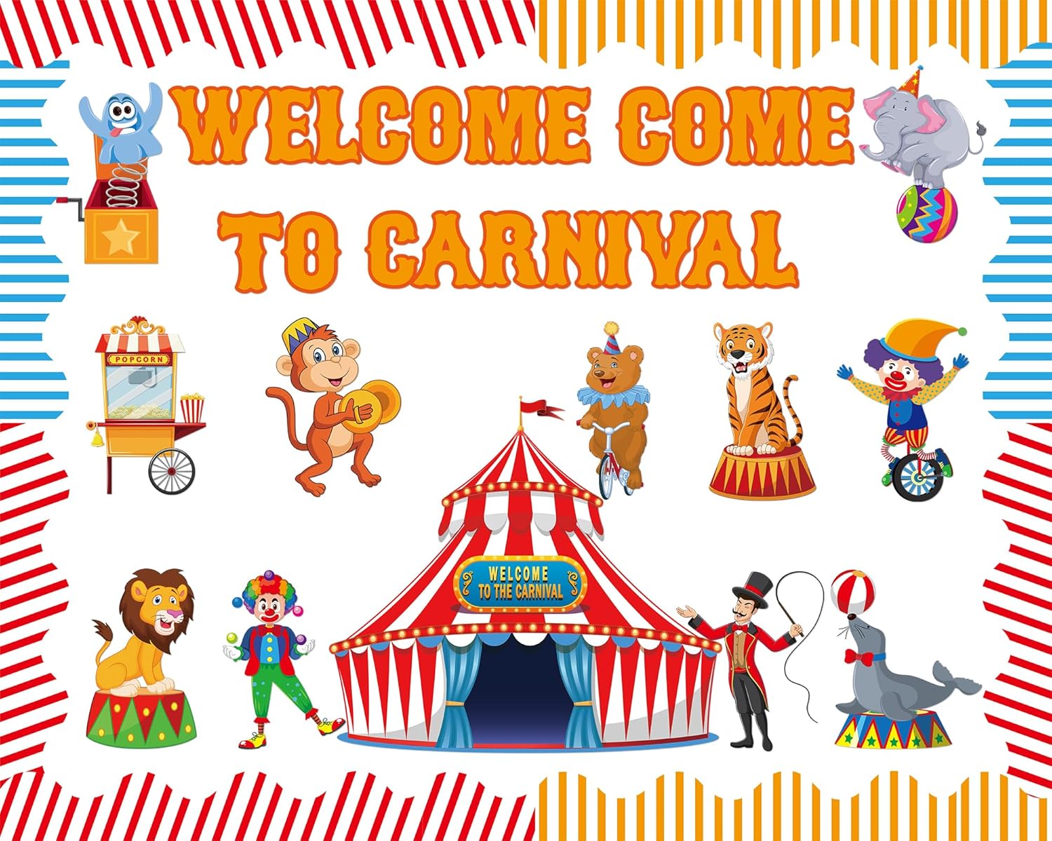 Amazon.com: 54 Pieces Circus Theme Bulletin Board Set Classroom Decor ...