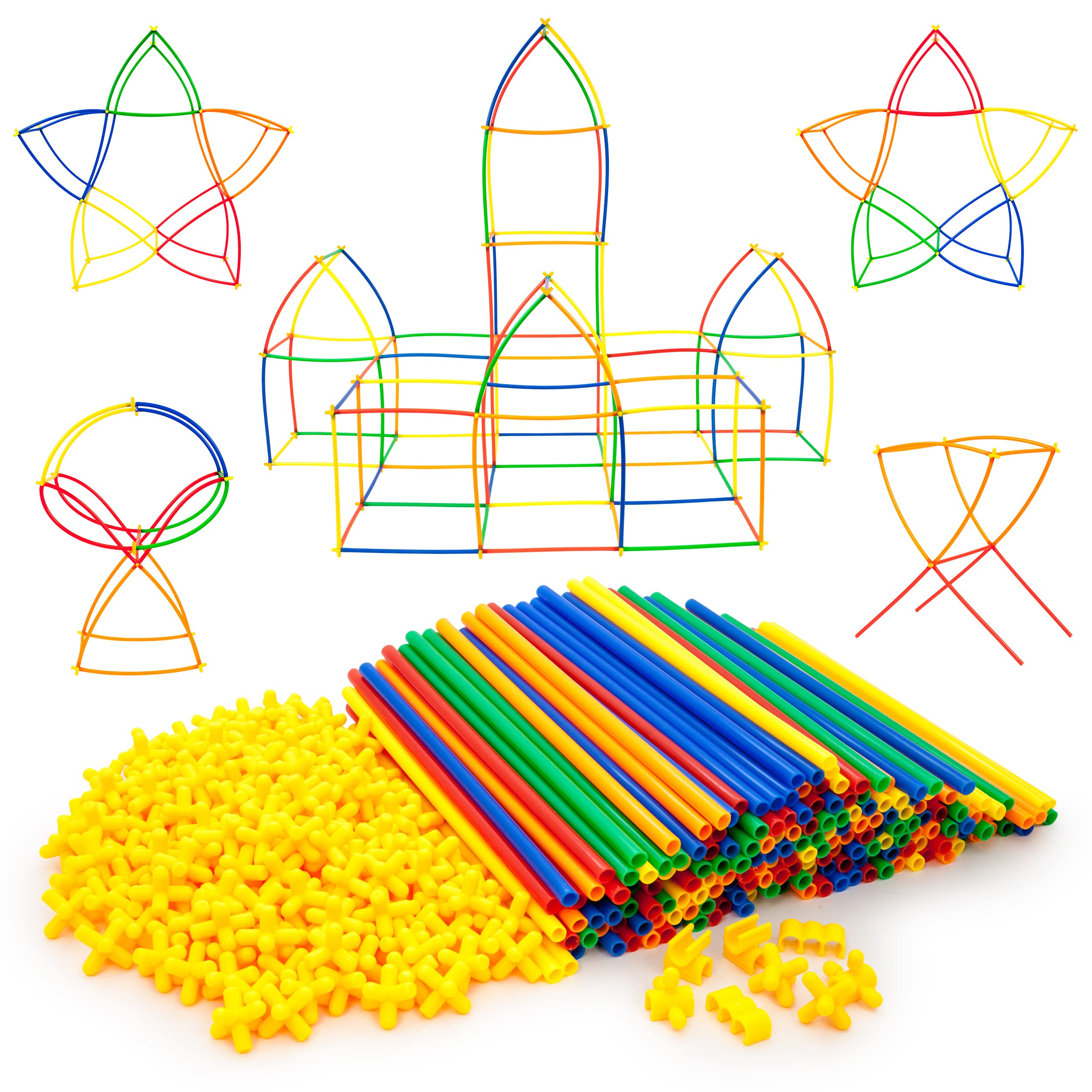 Snapklik.com : 400pc Construction Toy Straw Building Set Children STEM ...