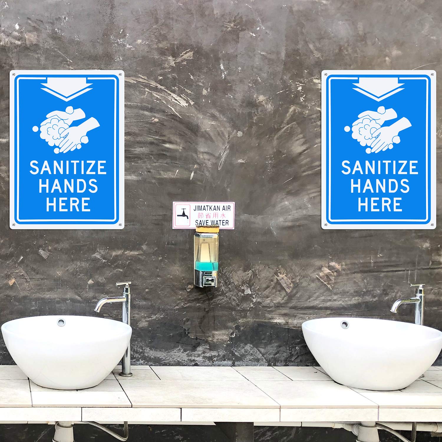 Buy 2 Pieces Sanitize Hands Here Sign and Face Covering Sign, Warning ...